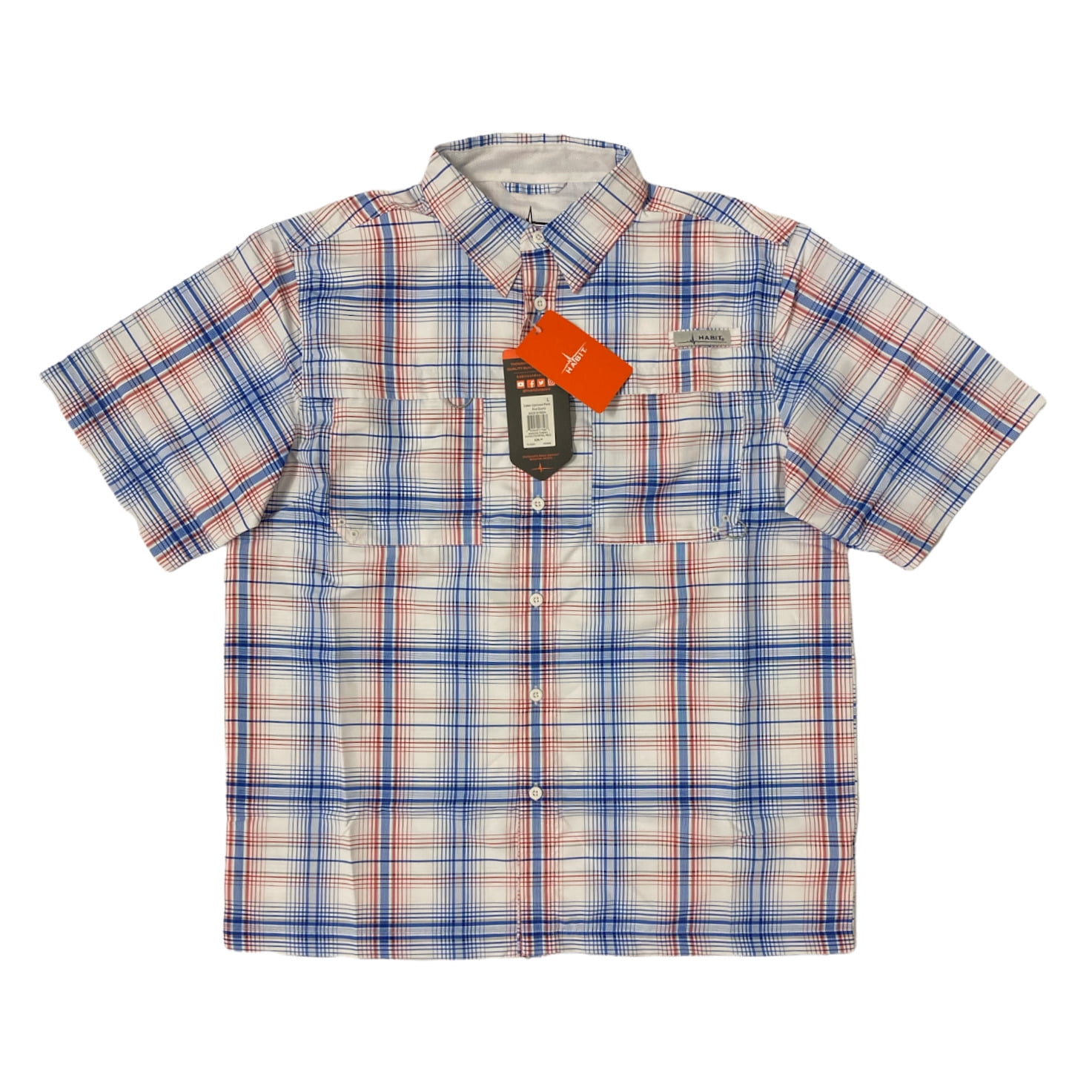 Habit Men's UPF 40+ Harbor Bay Short Sleeve River Shirt (Blue Quartz ...