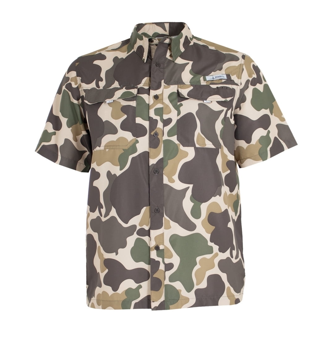 Habit Men's UPF+40 UV Protection Short Sleeve Fishing Shirt Camo 3XL ...