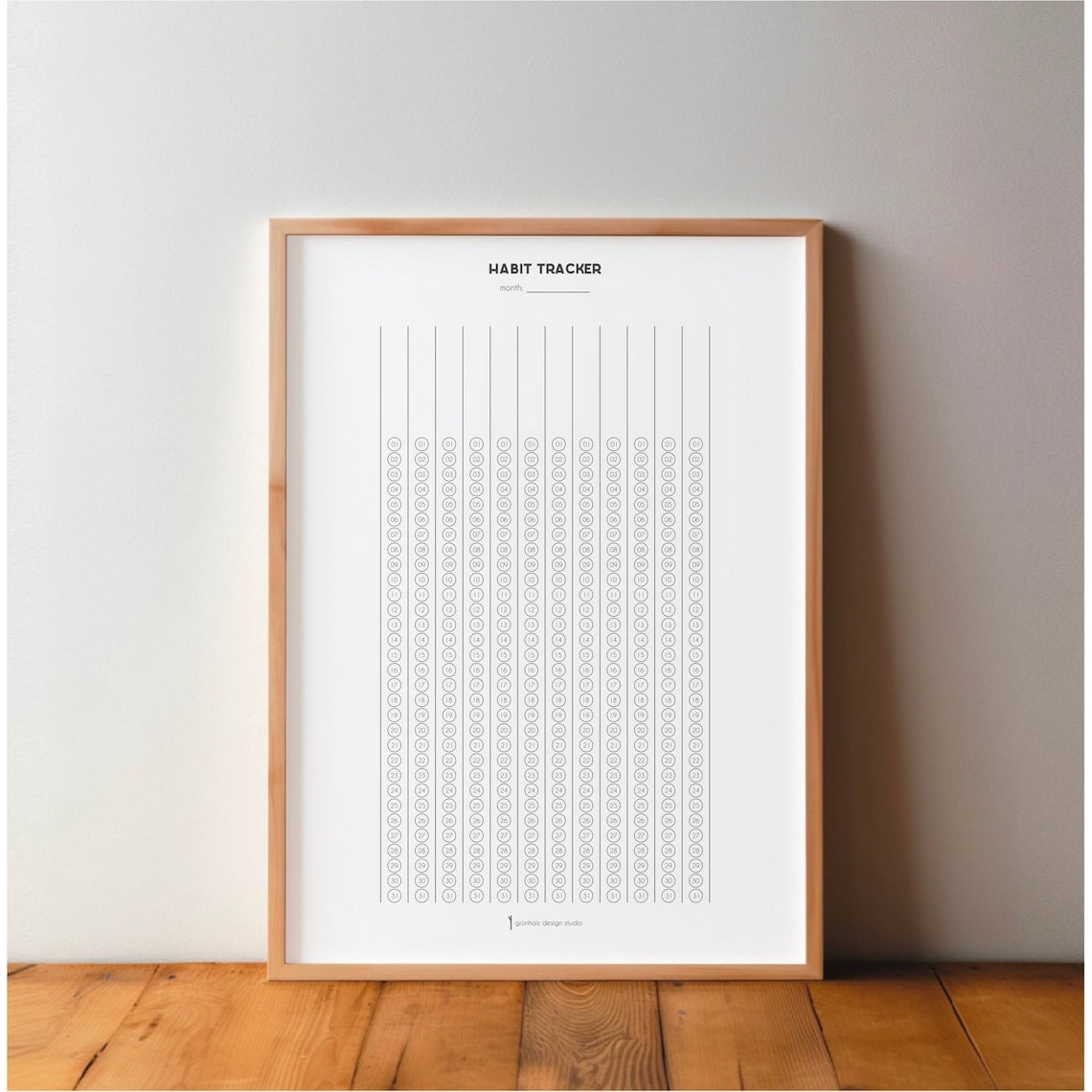 Habit Tracker Wall Calendar Black and White Monthly Planner Wall Decor ...