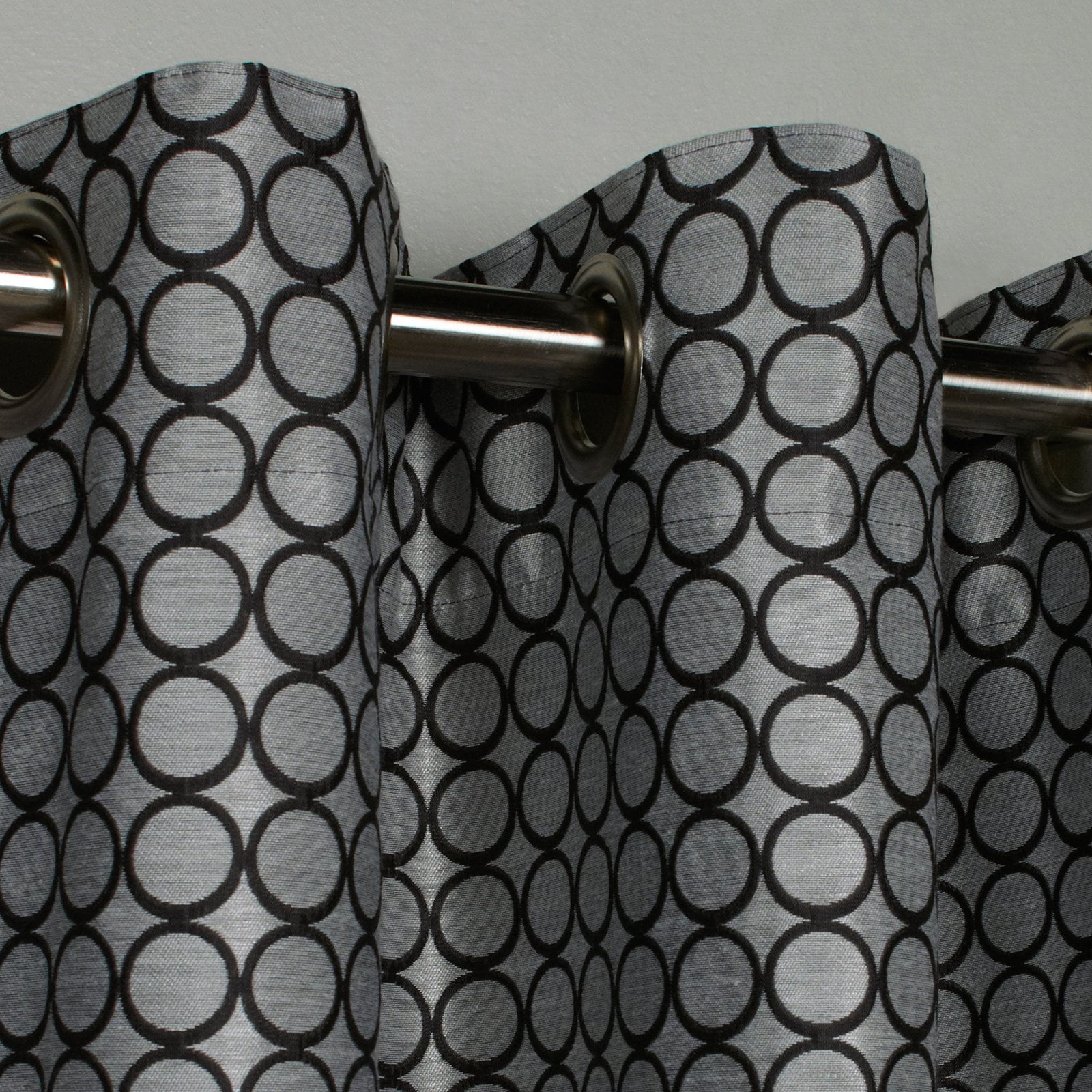 Habitat Belgard Tonal Geometric Jacquard Grommet Top Window Panel Black ...