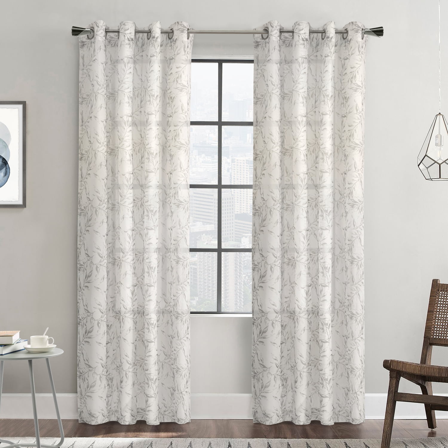 Habitat Jenny Grommet Curtain Panel Window Dressing 52 x 63 in Grey ...