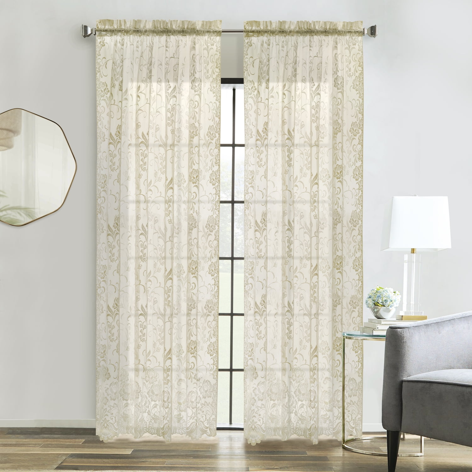 Habitat Limoges Sheer Rod Pocket Timeless and Naturalistic Floral ...