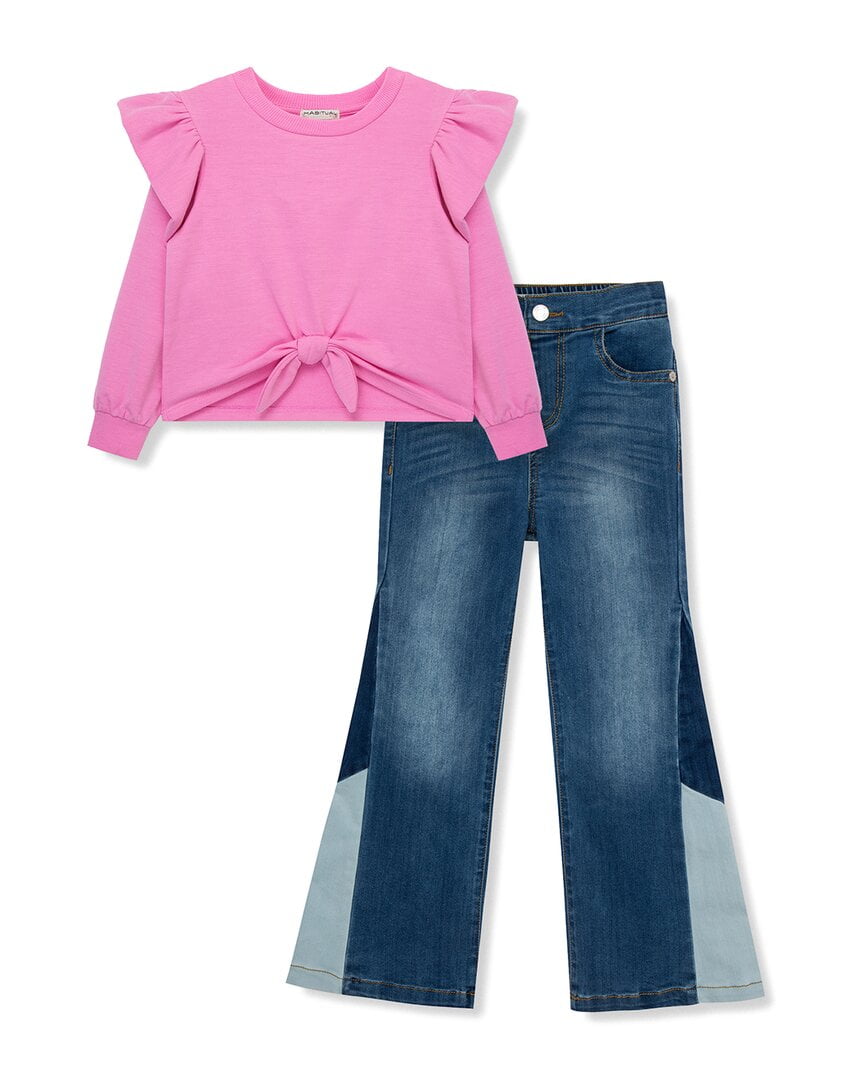 Habitual girls Knit Top & Patchwork Denim Set, G6 - Walmart.com