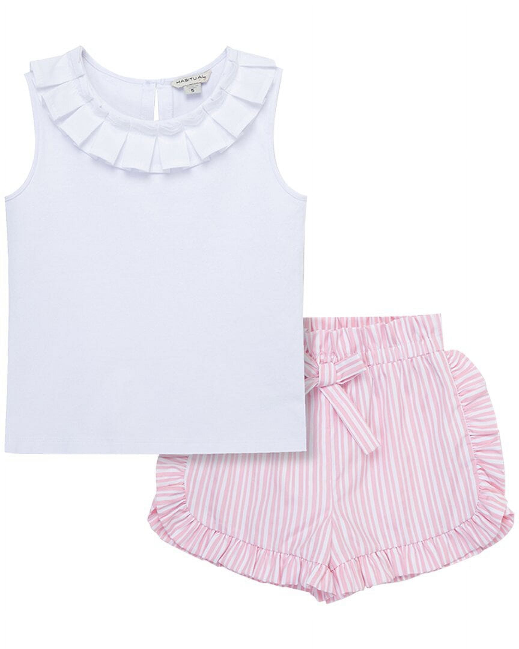 Habitual girls Ruffle Top & Short Set, G3, White - Walmart.com