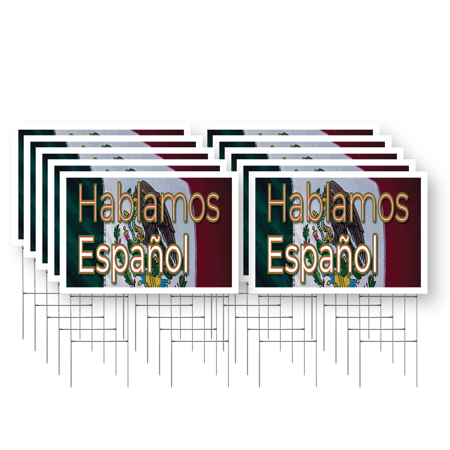 Hablamos Español Yard Sign 10 Pack of 24 Inch x 36 Inch Single Sided ...