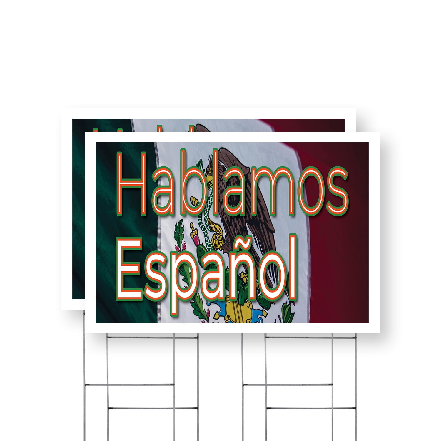 Hablamos Español Yard Sign 2 Pack of 24 Inch x 36 Inch Double Sided ...
