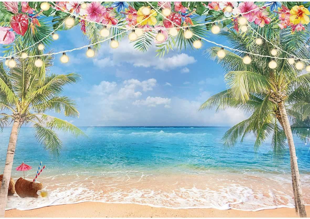 Haboke FKD-452-D 7×5 feet Polyester Summer Hawaiian Beach Ocean ...