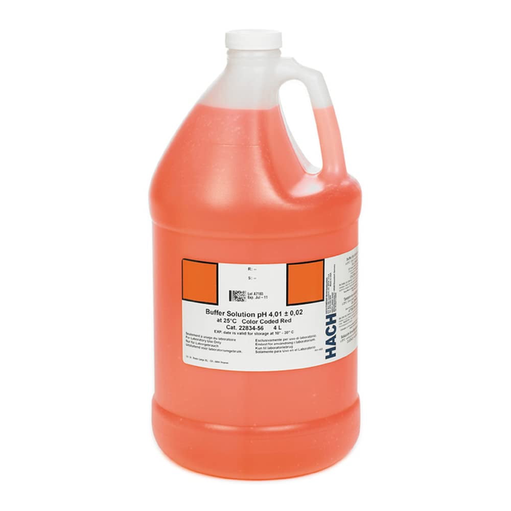 Hach 2283456 Buffer Solution, pH 4.01 (NIST), Color-Coded red, 4L ...