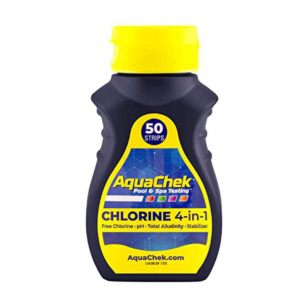 AquaChek Yellow 4-in 1 Swimming Pool and Spa Chlorine Test Strips 50ct ...