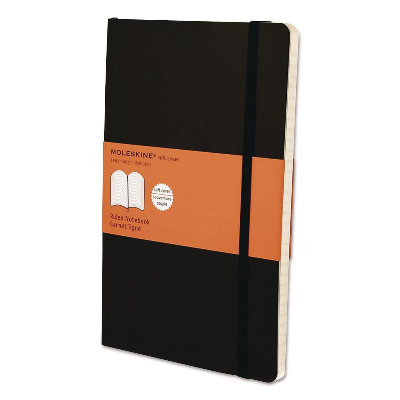 Moleskine Classic Softcover Notebook, Ruled, 8 1/4 x 5, Black Cover ...