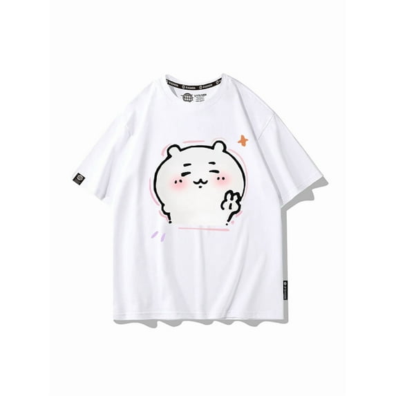 Hachiware Usagi Cute Cartoon Women‘s and men’s T-Shirt Hippie Short ...