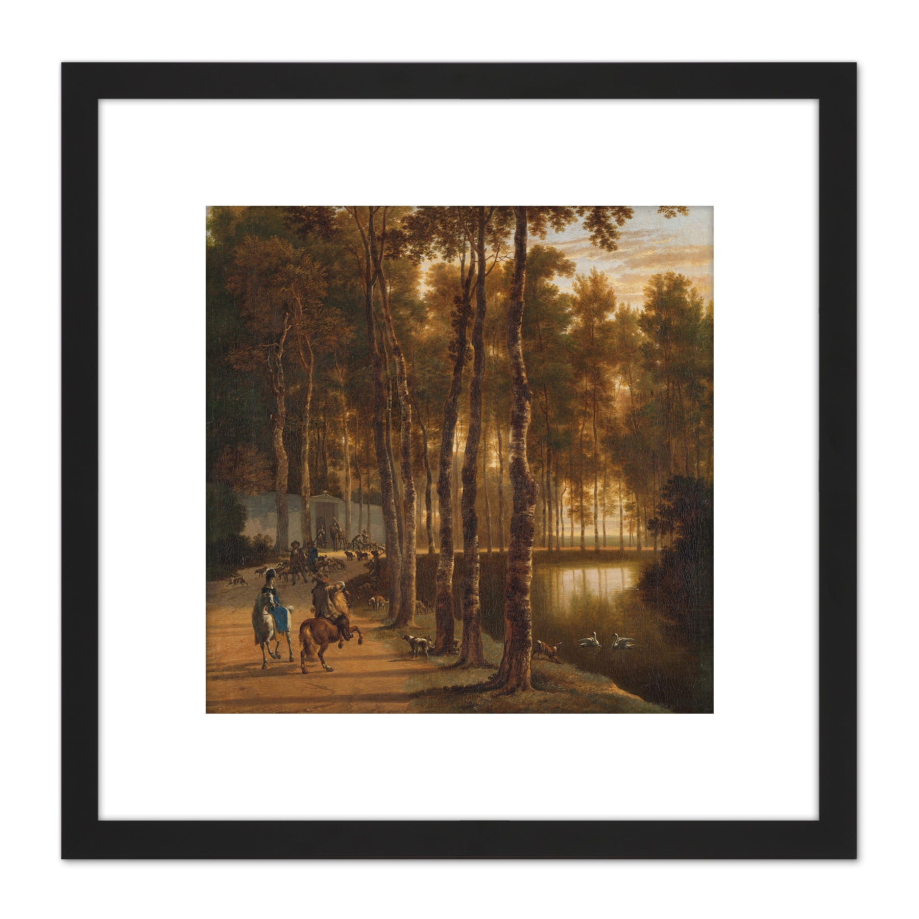 Hackaert Avenue Birches Trees Landscape Painting 8X8 Inch Square Wooden ...