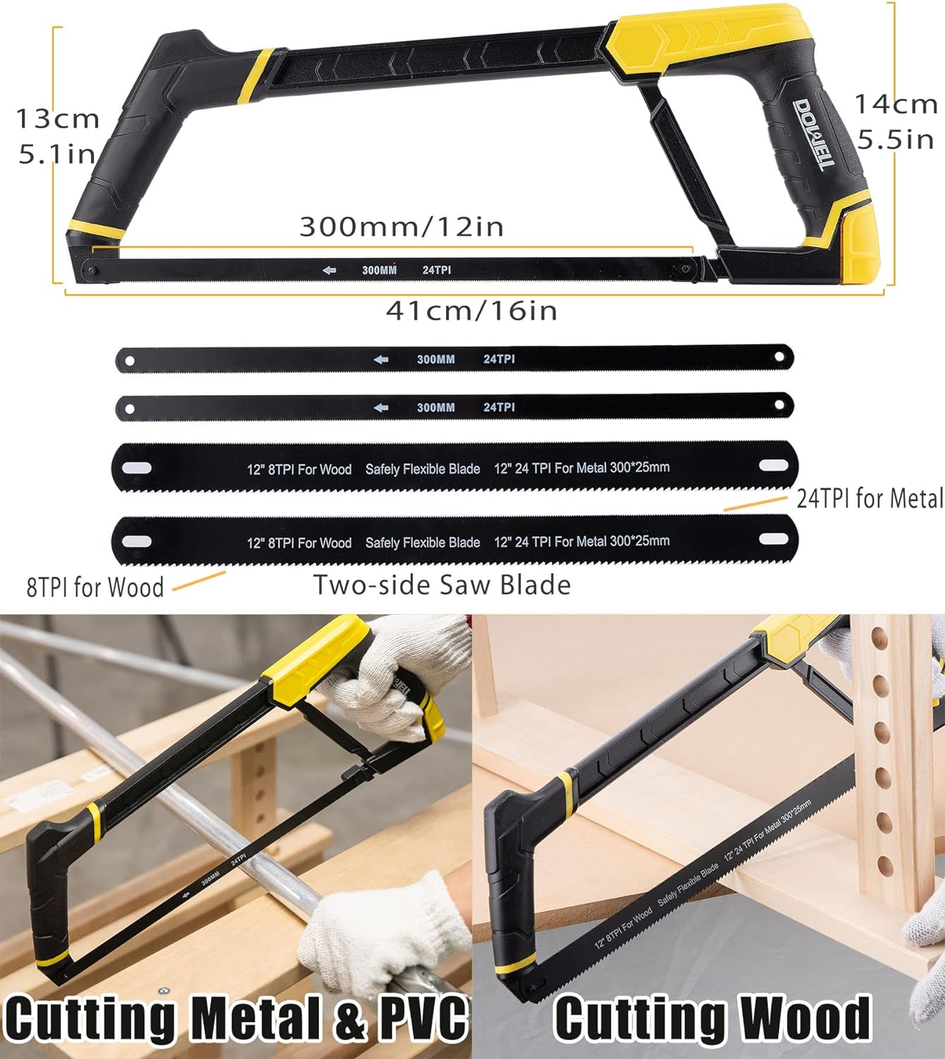 Hacksaw Frame Set Heavy Duty Handsaw 12-inch 10-inch 6-inch Mini ...