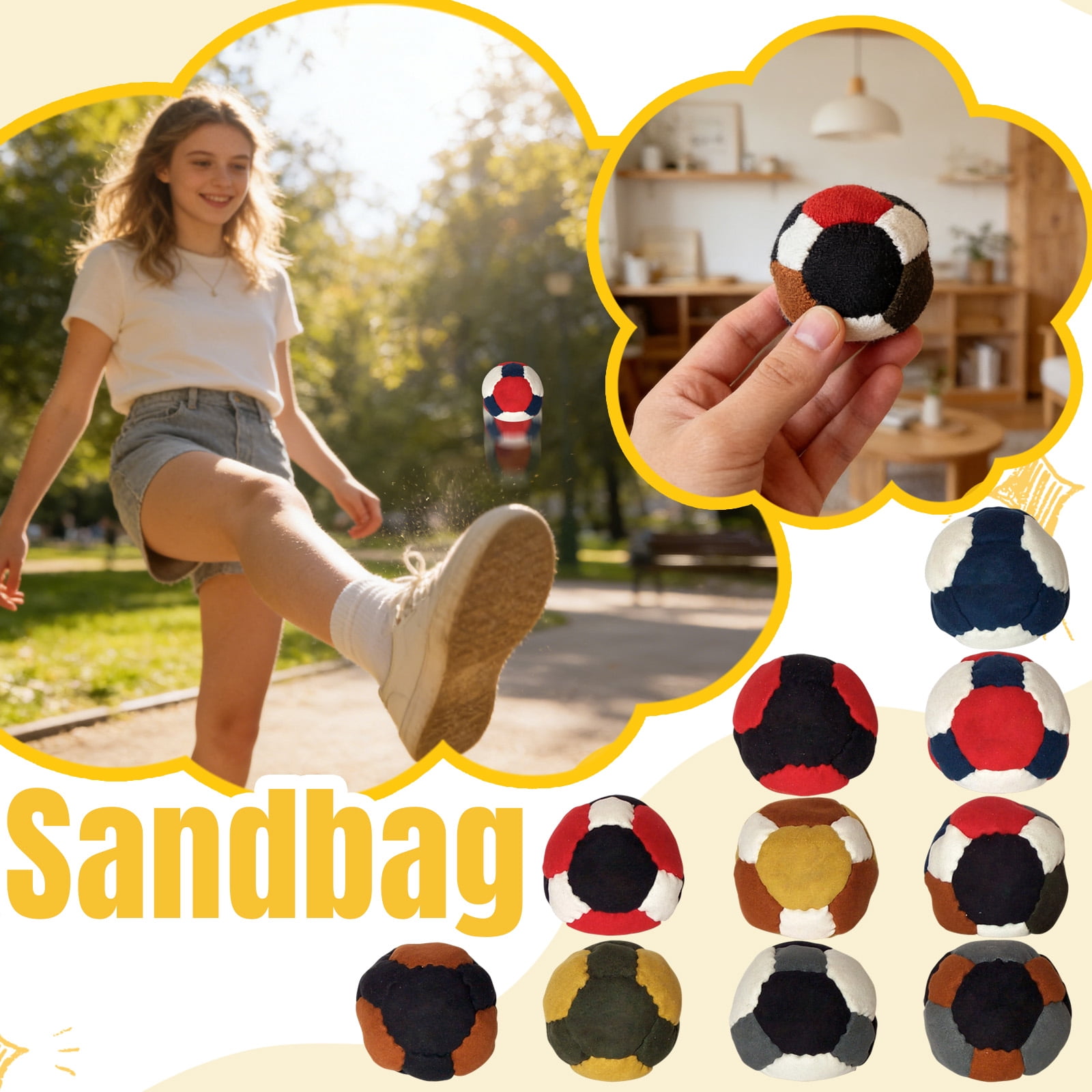 Hacky Juggle Footbag Sack for Adults, 2.17in Soccer Shaped Sandbag for ...
