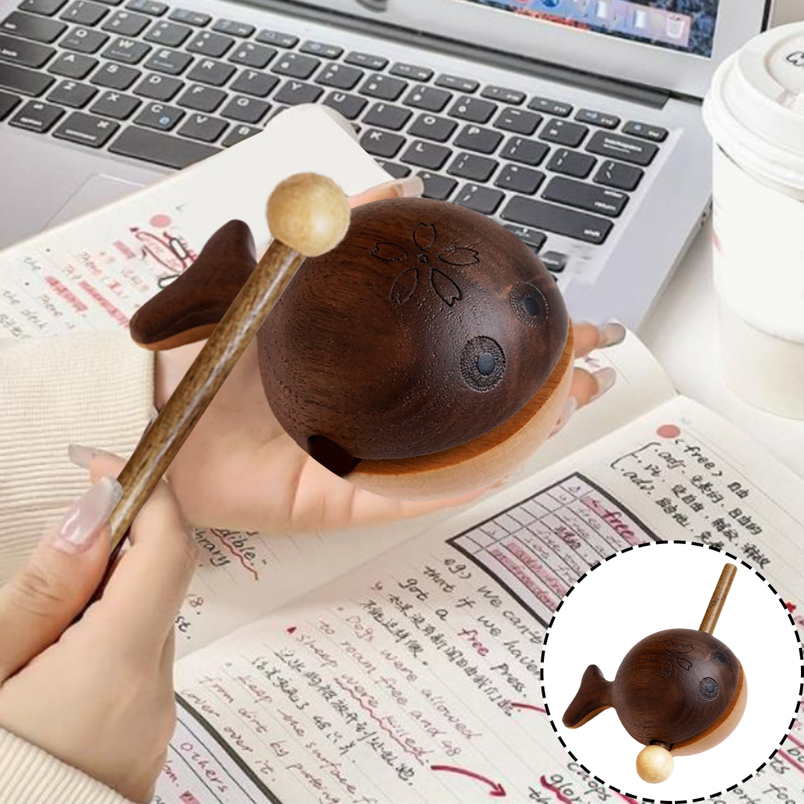 Hadanceo 1 Set Wooden Fish Ornament with Hammer Stress Relief ...