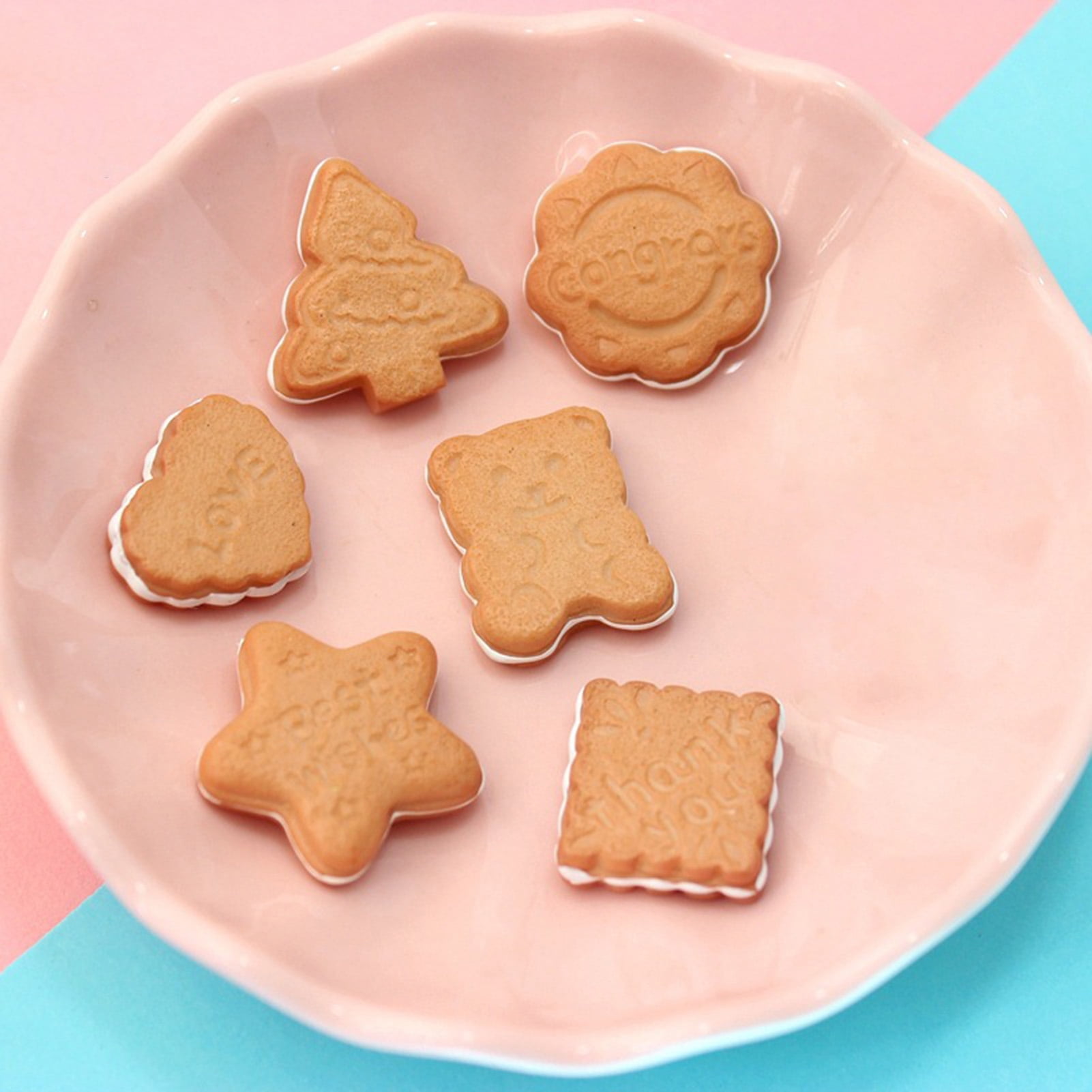 Hadanceo 10Pcs Fake Biscuit Handmade Plastic Craft Various Artificial ...