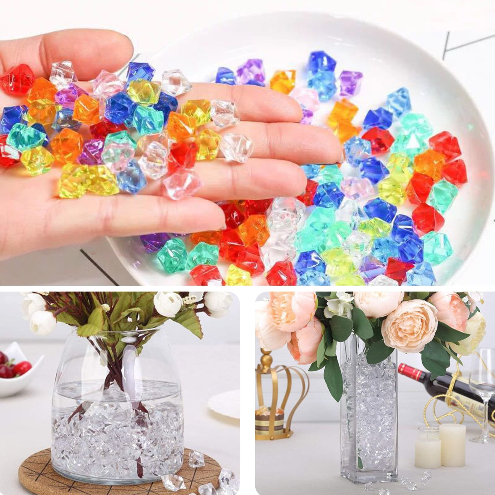 Hadanceo 50Pcs Fake Acrylic Crystals Stereo Non-deformation Wedding ...