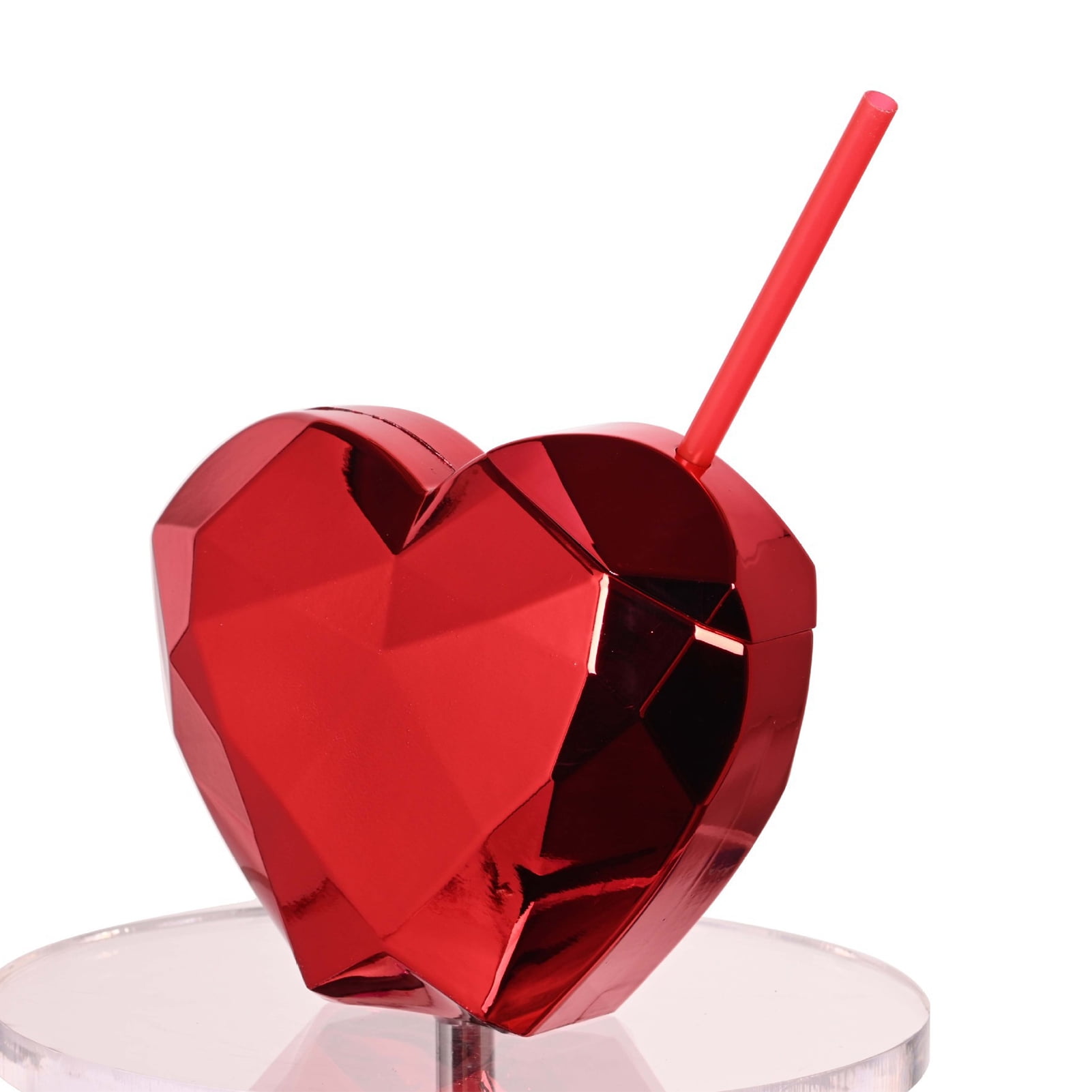 Hadanceo 600ml Heart Shape Straw Cup Electroplating Cocktail Glass ...