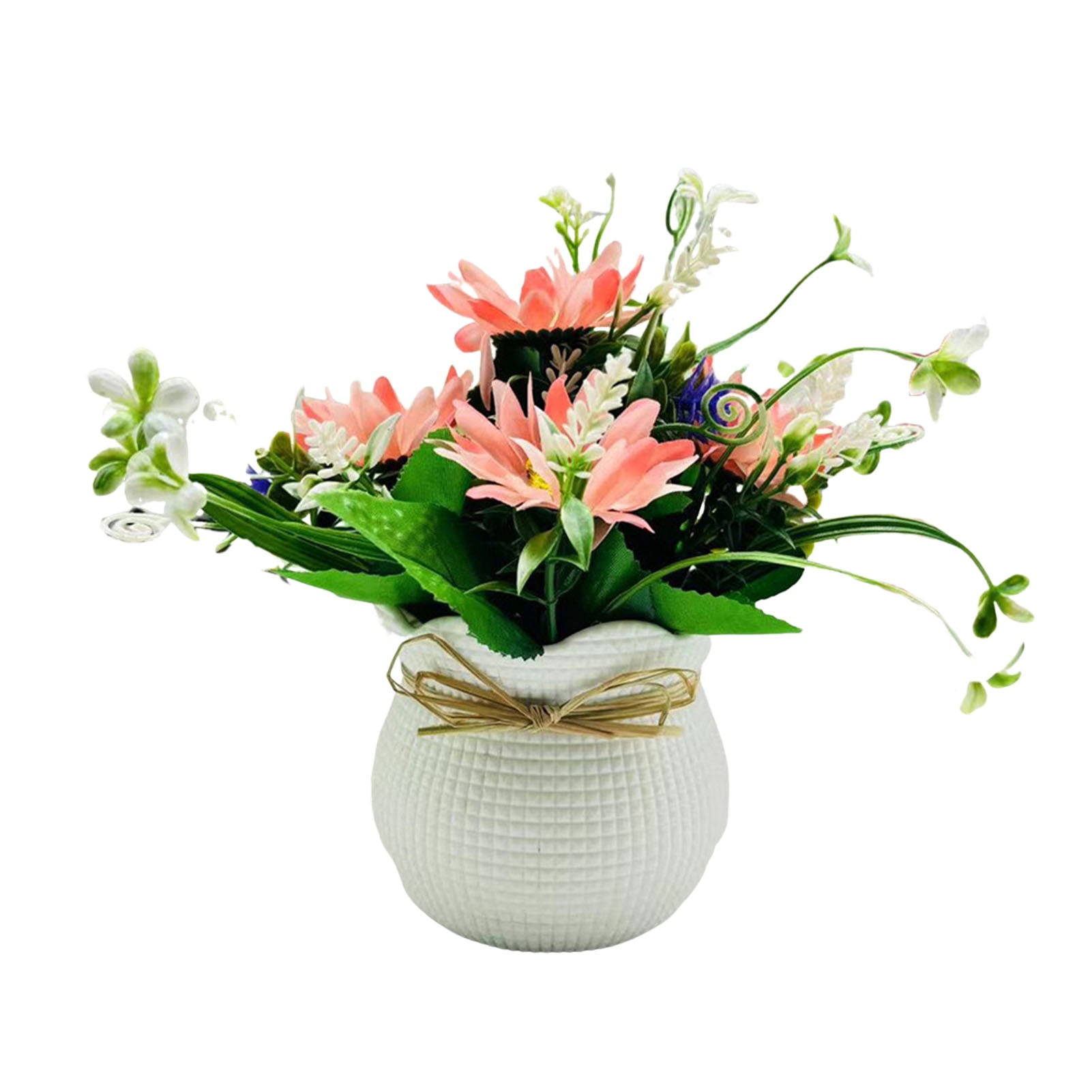 Hadanceo Artificial Potted Plants 5 Flower Head Home Office Table ...