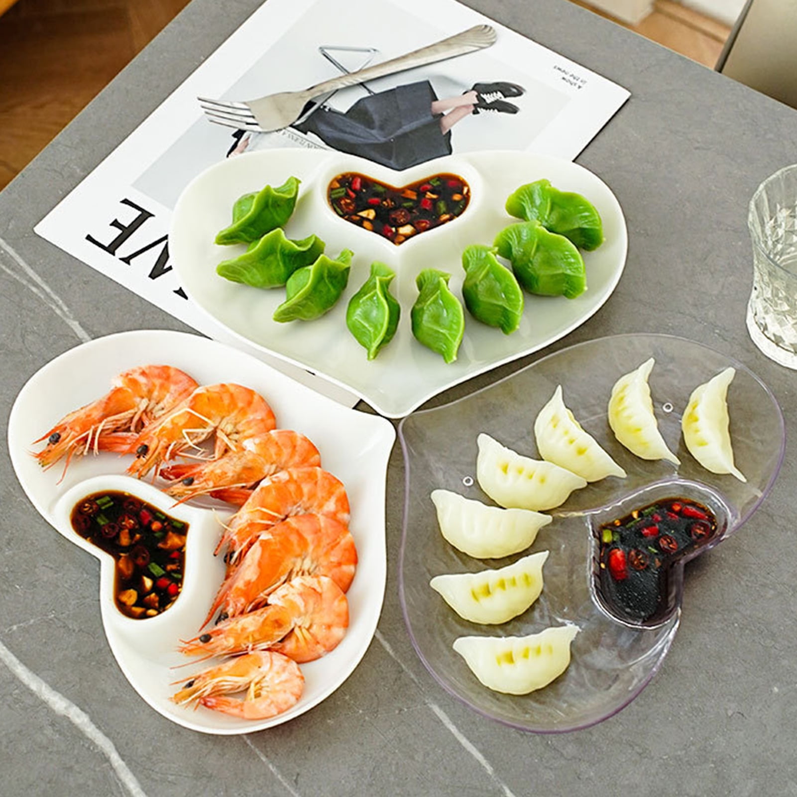 Hadanceo Chip And Dip Serving Set Divided Serving Platter Sushi Plates ...