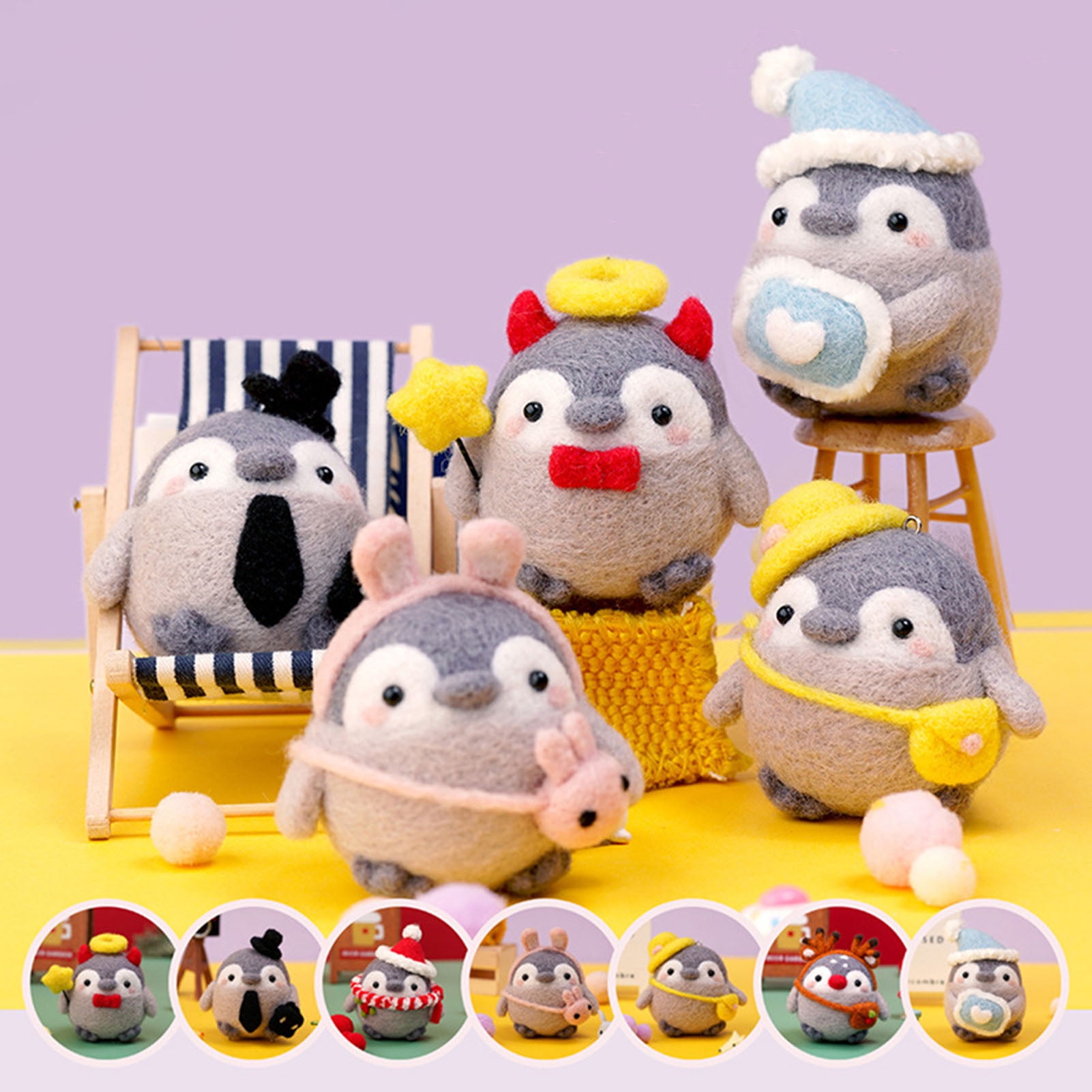 Hadanceo Cute Penguin Pattern Handmade Wool Felts Doll Kids Handicraft ...