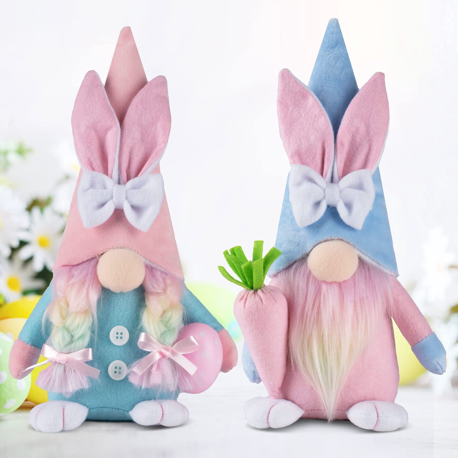 Hadanceo Easter Dwarf Bunny Doll Faceless Sweet Color Carrot Bow Decor ...