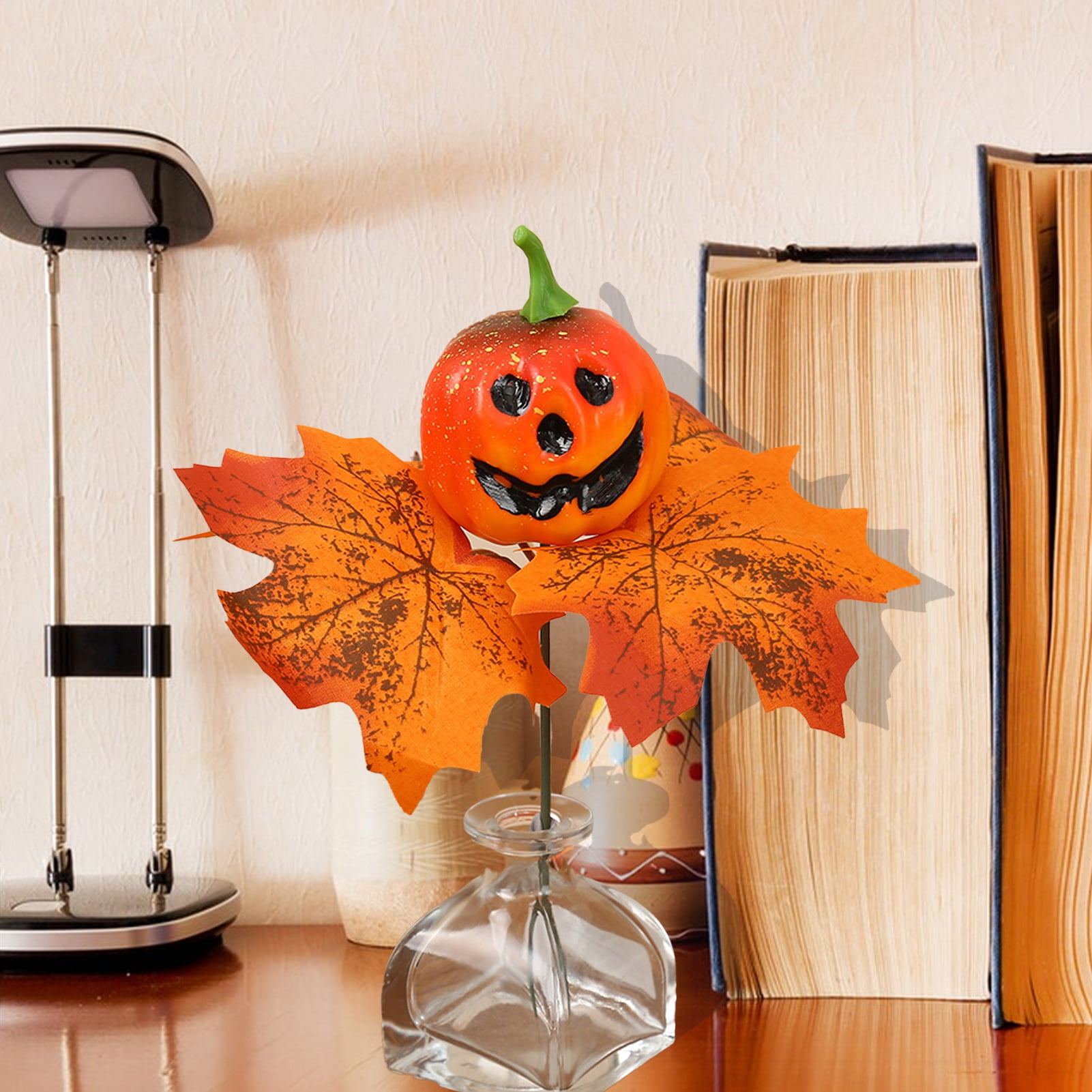 Hadanceo Halloween Pumpkin Maple Stick Spooky Reusable Realistic Leaf ...