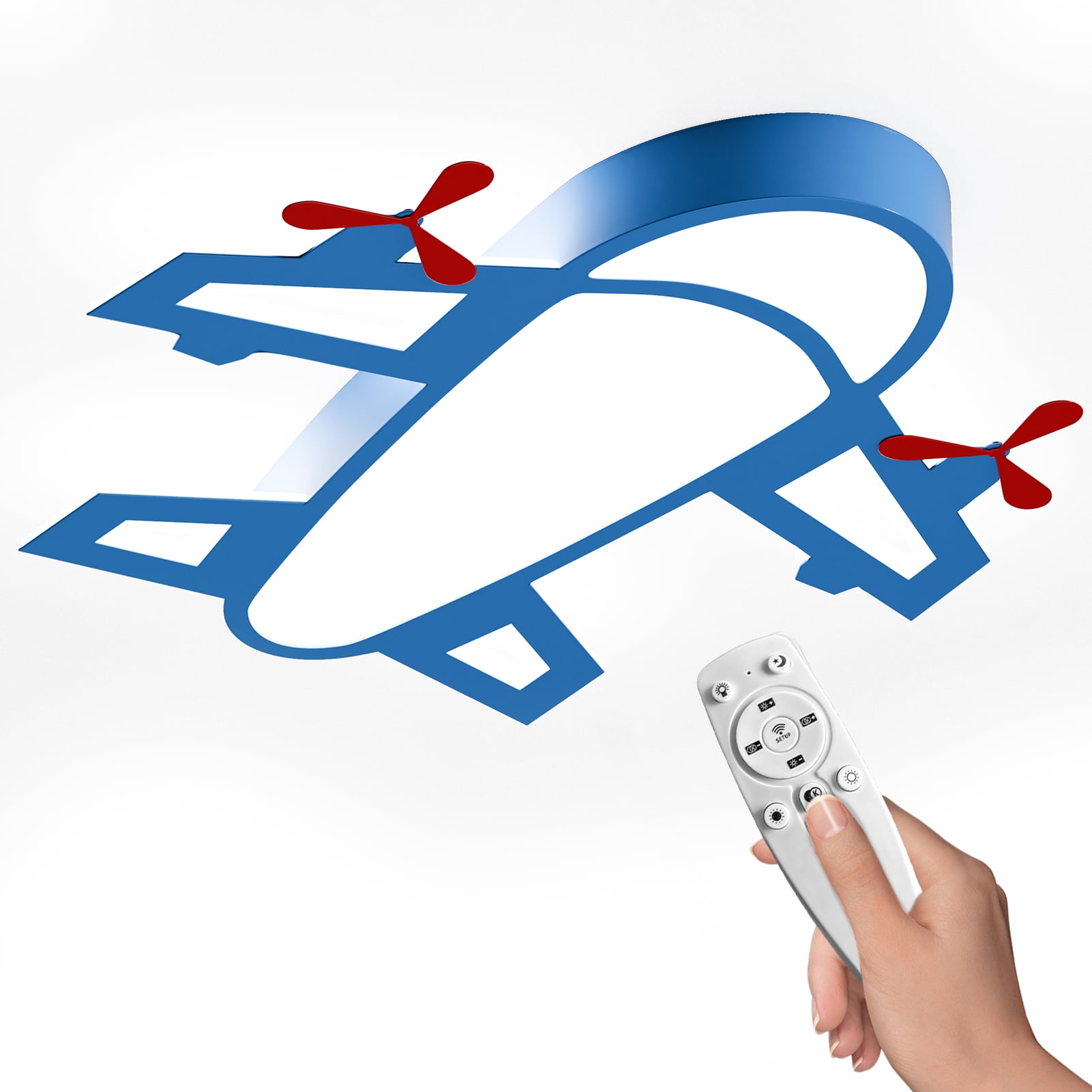 Hadanceo Kids Ceiling Light,Bedroom Blue Airplane Light Fixture,Flush ...