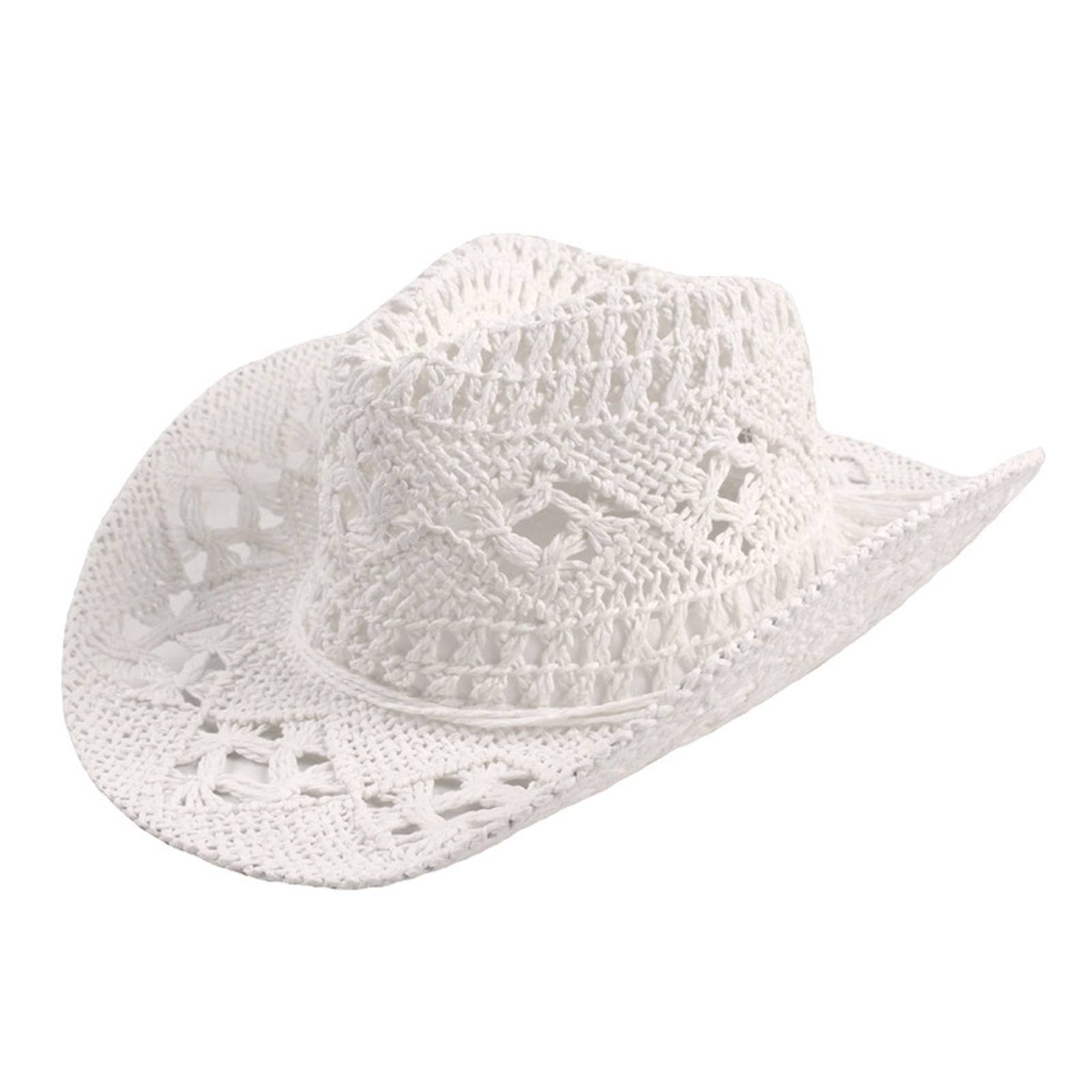 Hadanceo Men Cowboy Hat Classic Vintage Hollow Out Unisex Curled Edge ...