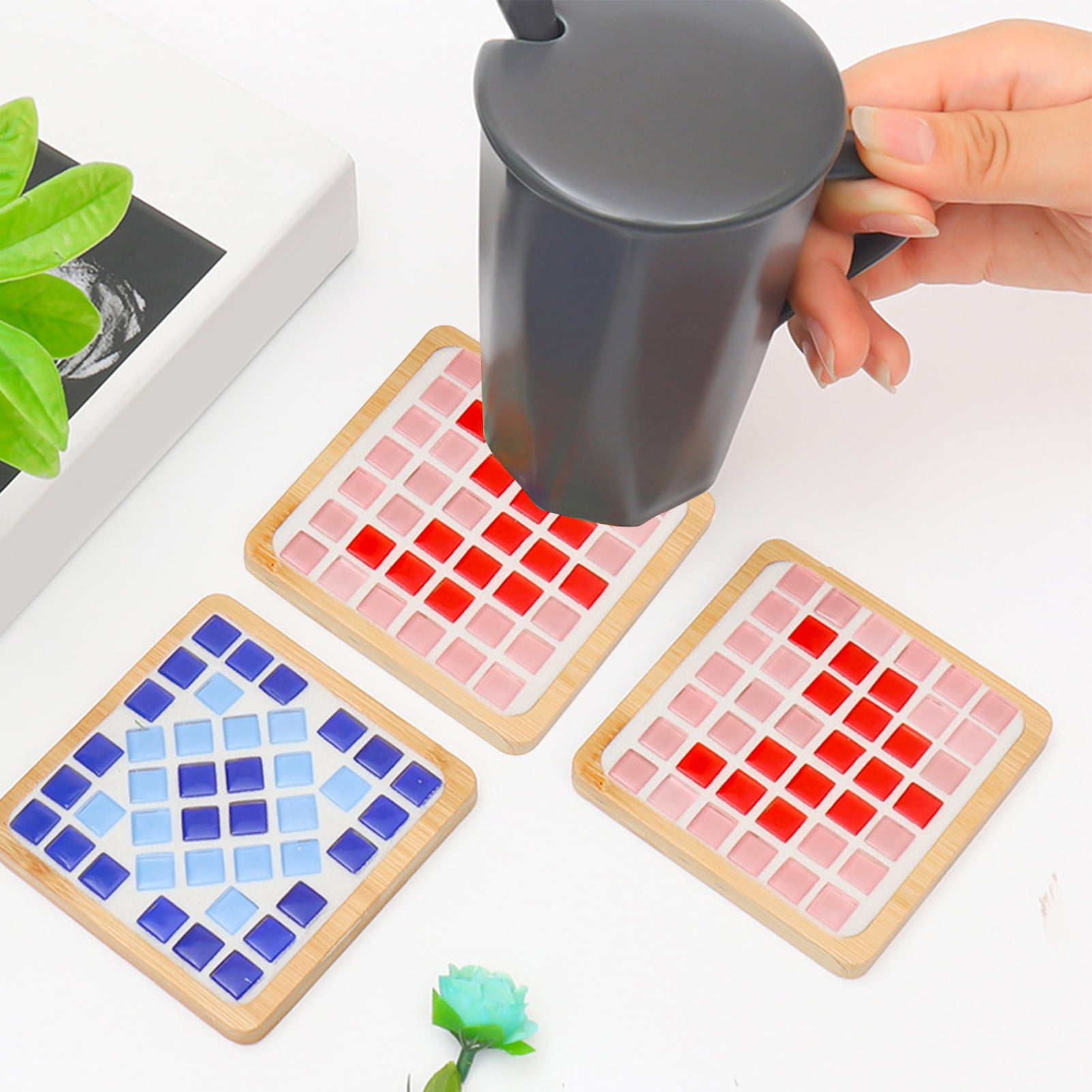 Hadanceo Mosaic Coaster Kit Heat Insulation Creative Design Hands Skill ...