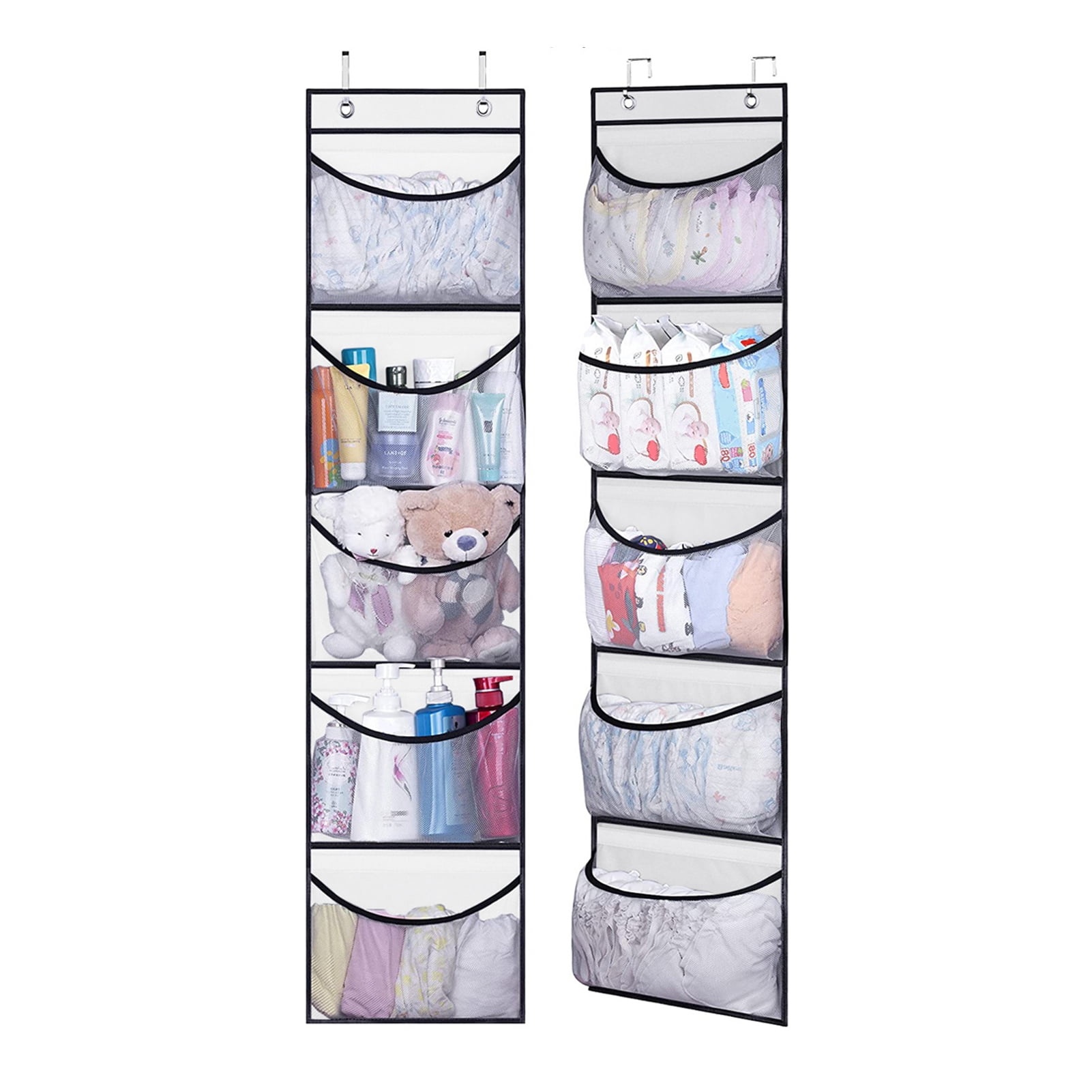 Hadanceo Non-woven Fabric Hanging Bag with Hook 5 Mesh Pocket Large ...