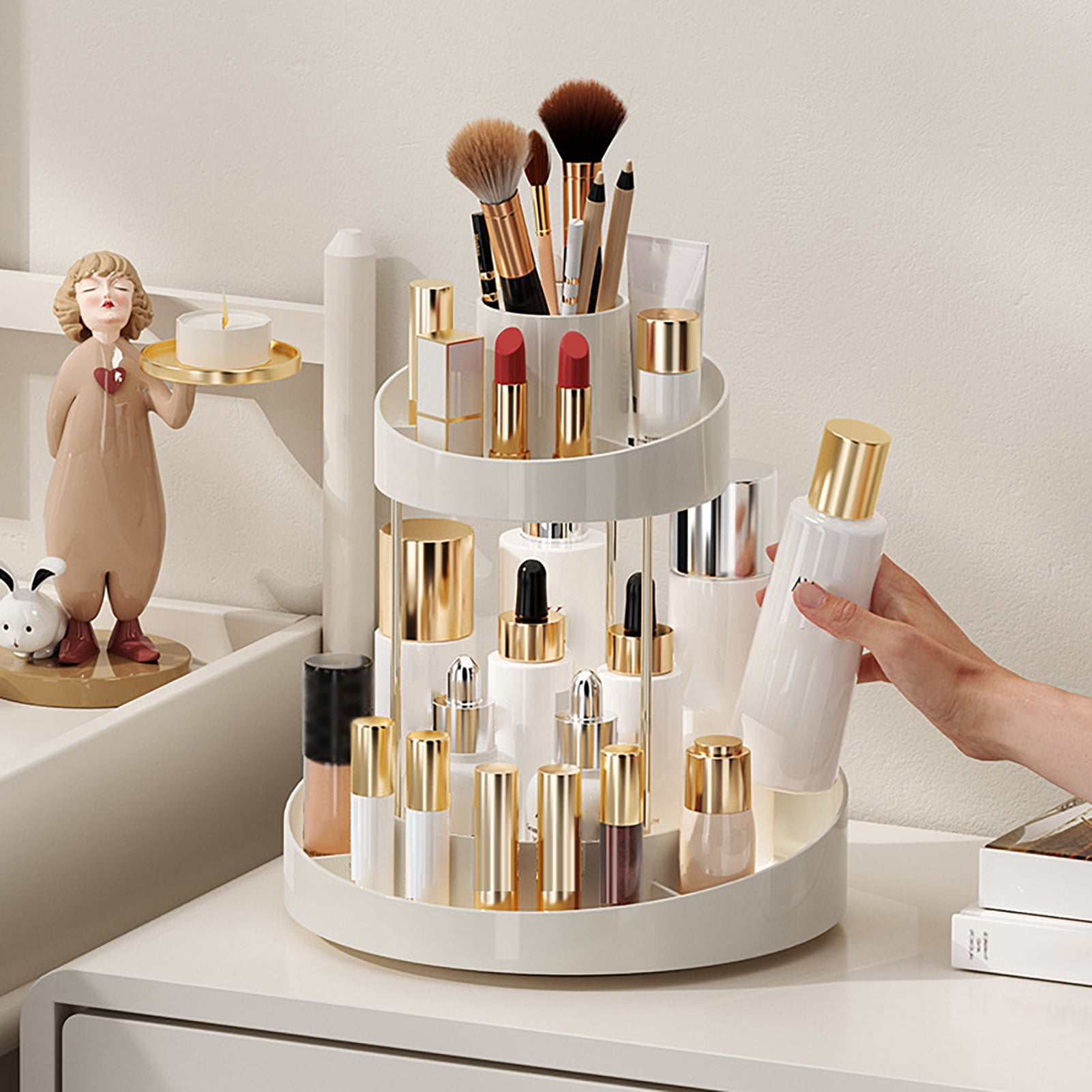 Hadanceo Rotating Vanity Makeup Organizer for Skincare Perfume Cosmetic ...