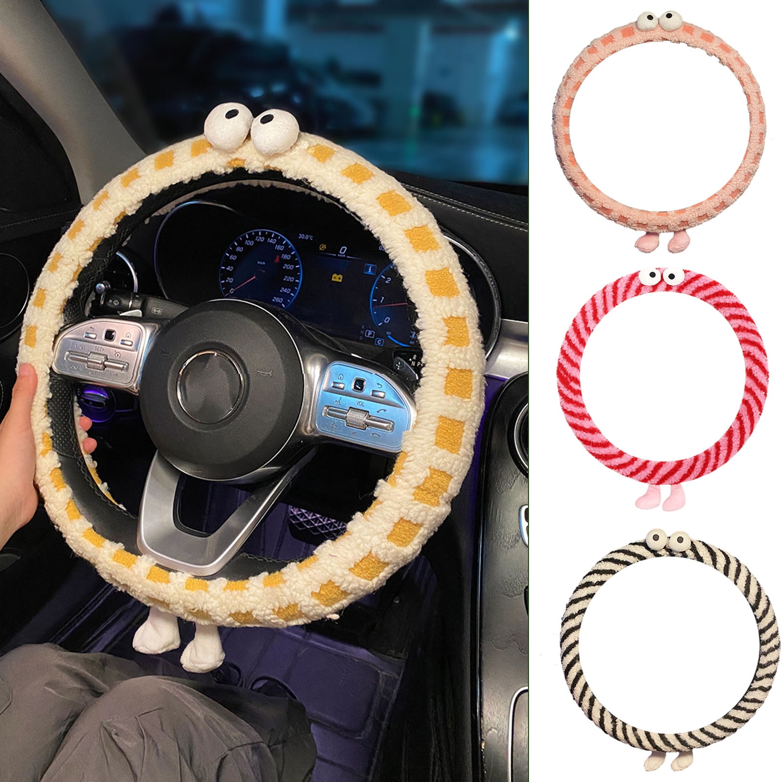 Hadanceo Steering Wheel Cover Plush Anti-Slip Stylish Warm Easy ...