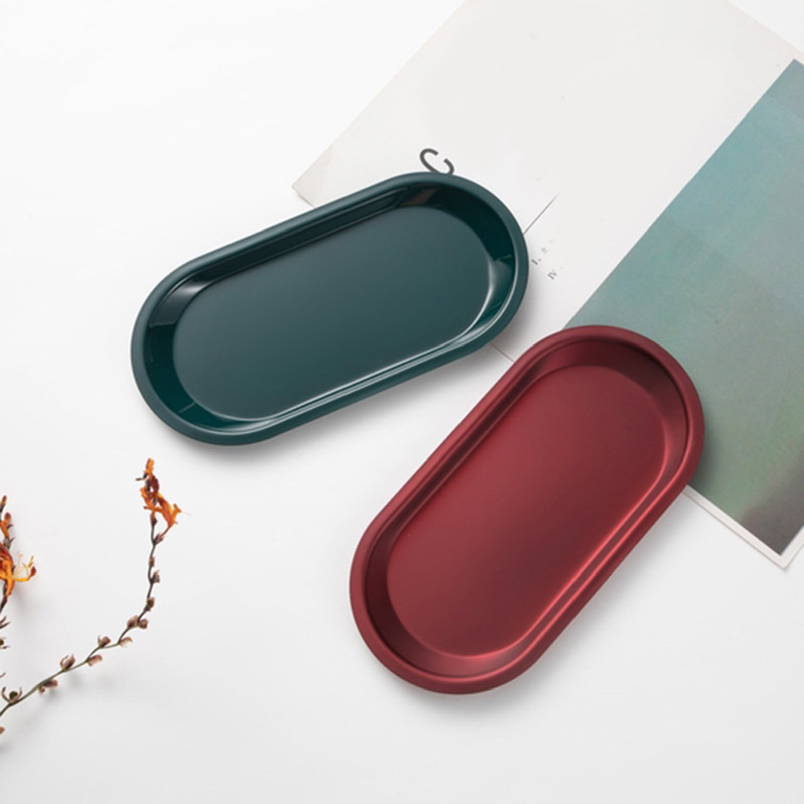 Hadanceo Storage Tray Mini Portable Oval Stainless Steel Towel Tray for ...
