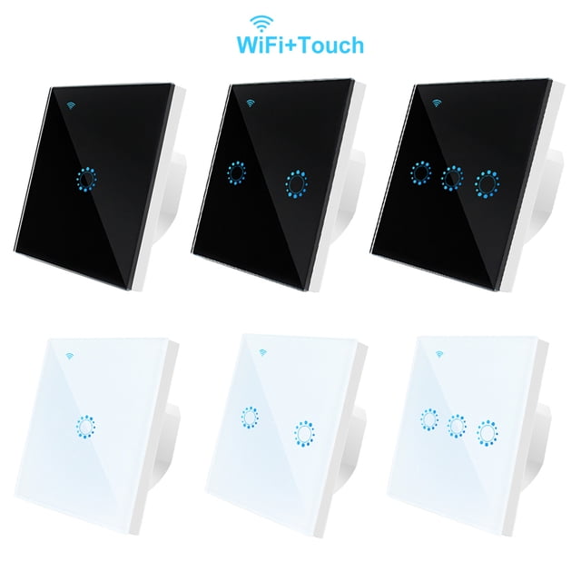 Hadanceo WiFi Smart Wall Mounted Glass Panel Touch Light Switch for ...