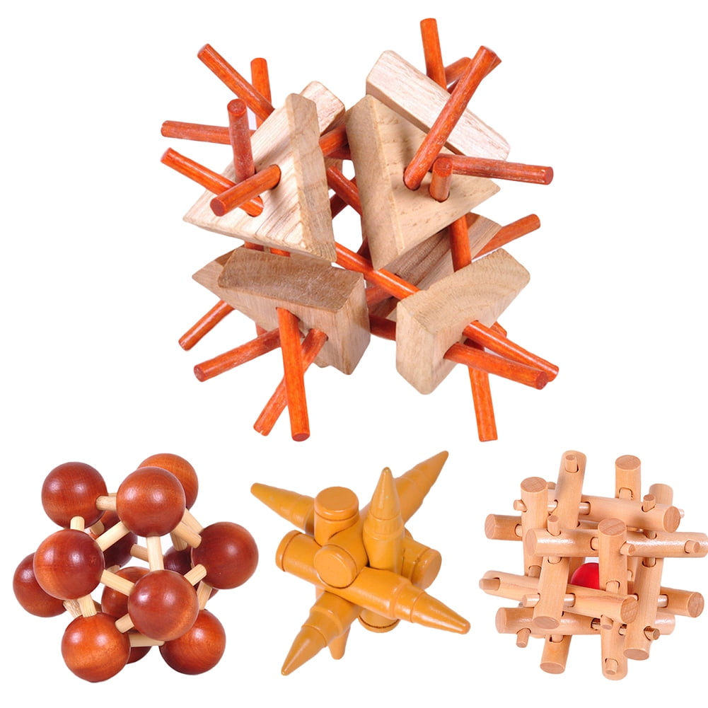 Hadanceo Wooden Puzzle Cube Kongming Luban Lock Brain Teaser IQ ...