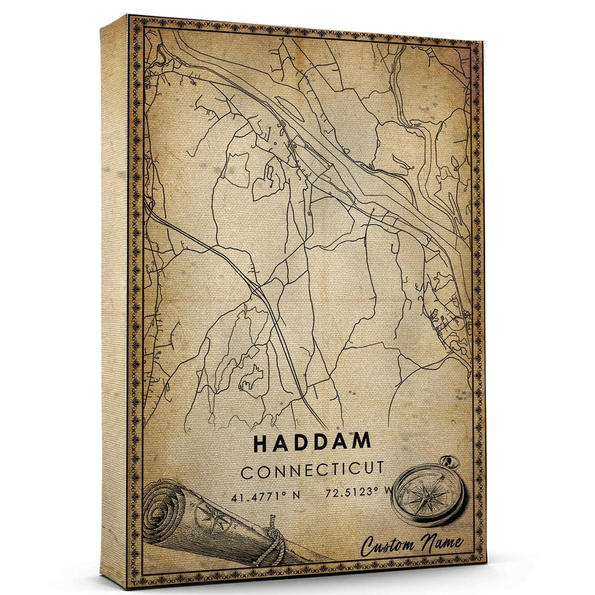 Haddam Map Poster, Connecticut Map Art Poster, Canvas, Haddam Map City ...