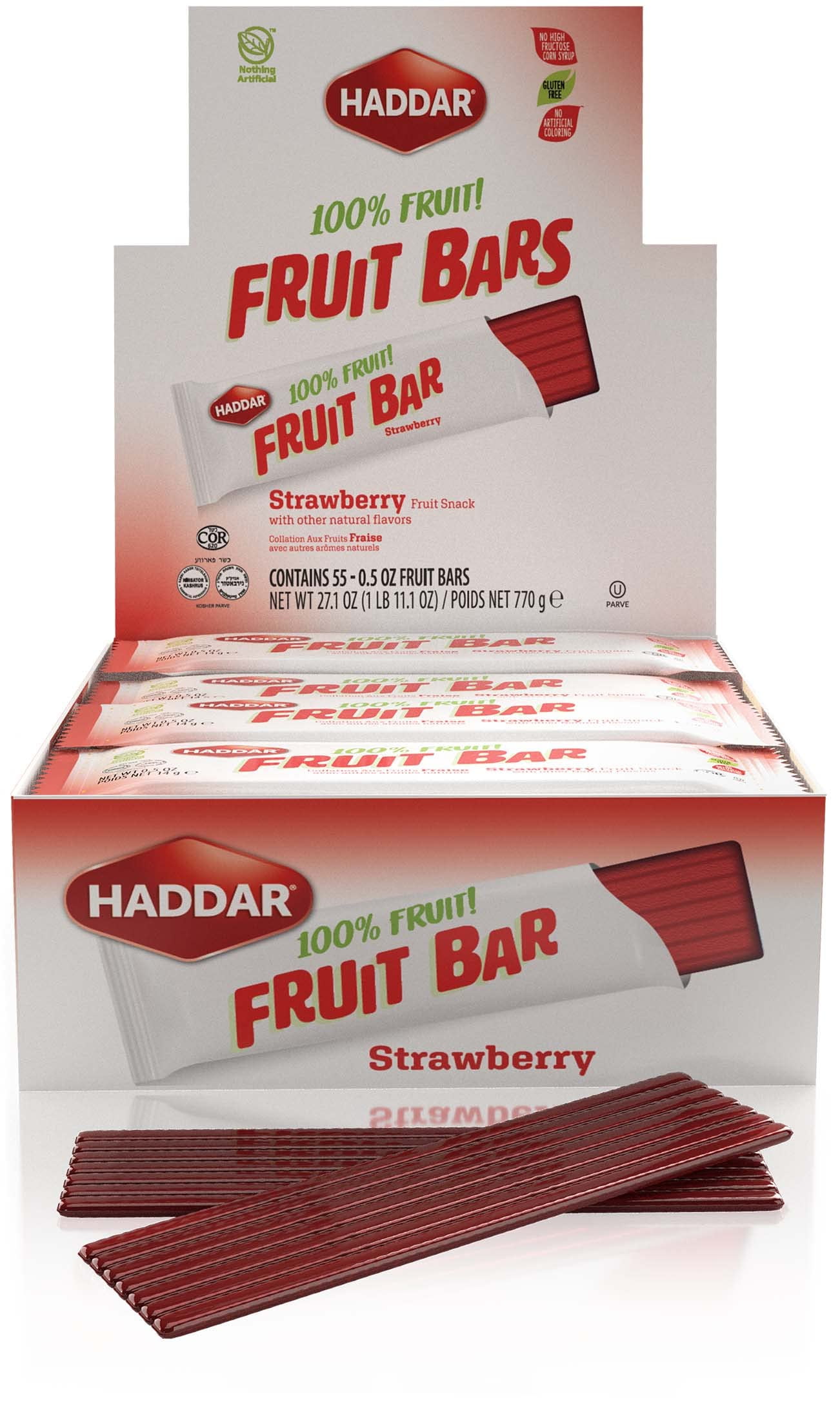 Haddar 100% Fruit,. Strawberry ZS23 Fruit Leather Bars (Box of 55 ...
