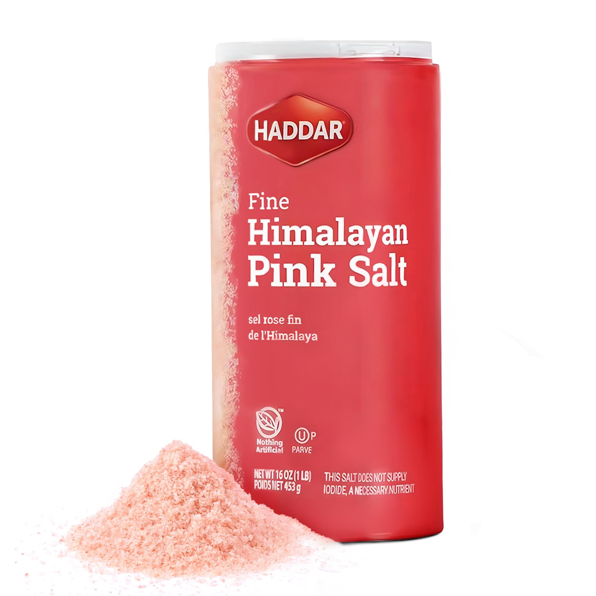 Haddar Fine Himalayan Pink BCF26 Salt, 16 oz | Pure and Natural Pink ...