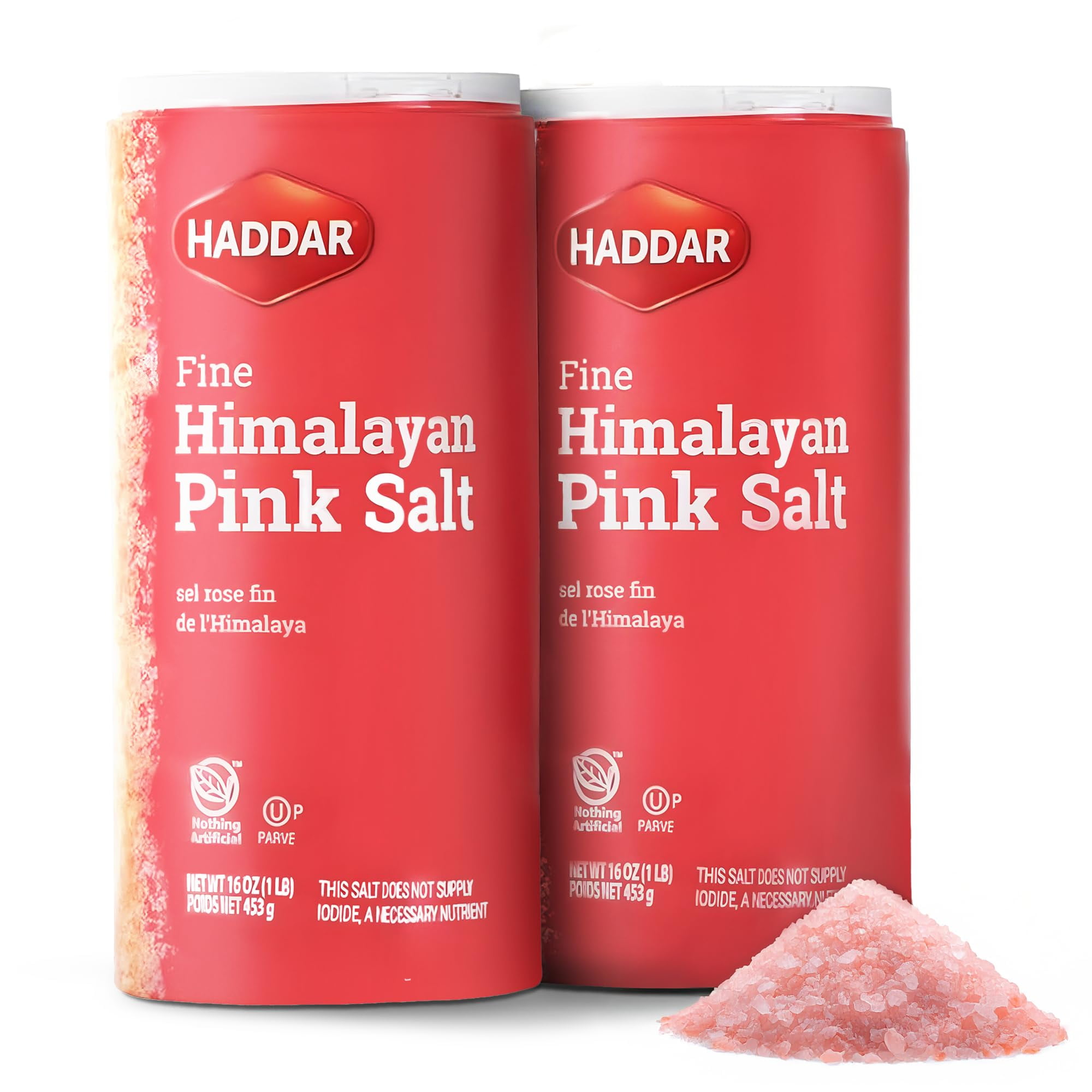 Haddar Fine Himalayan Pink SAF21 Salt, 16 oz (2 Pack) | Pure and ...