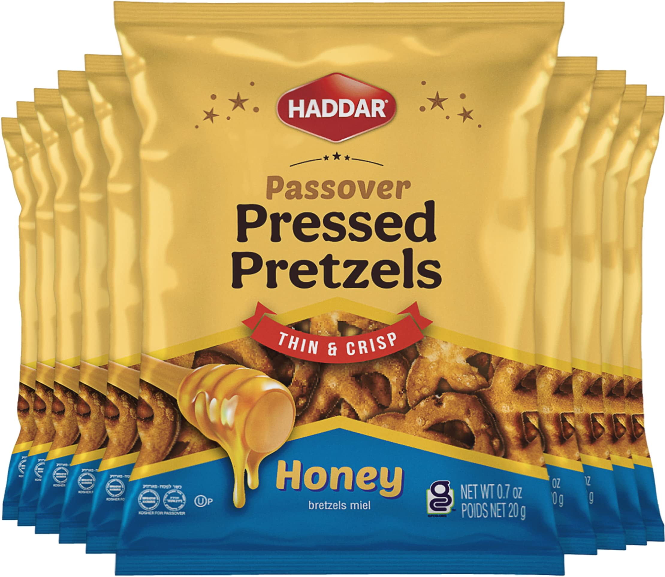 Haddar Gluten Free Pressed MSF2 Honey Pretzels, 0.7oz (10 Pack) | Thin ...
