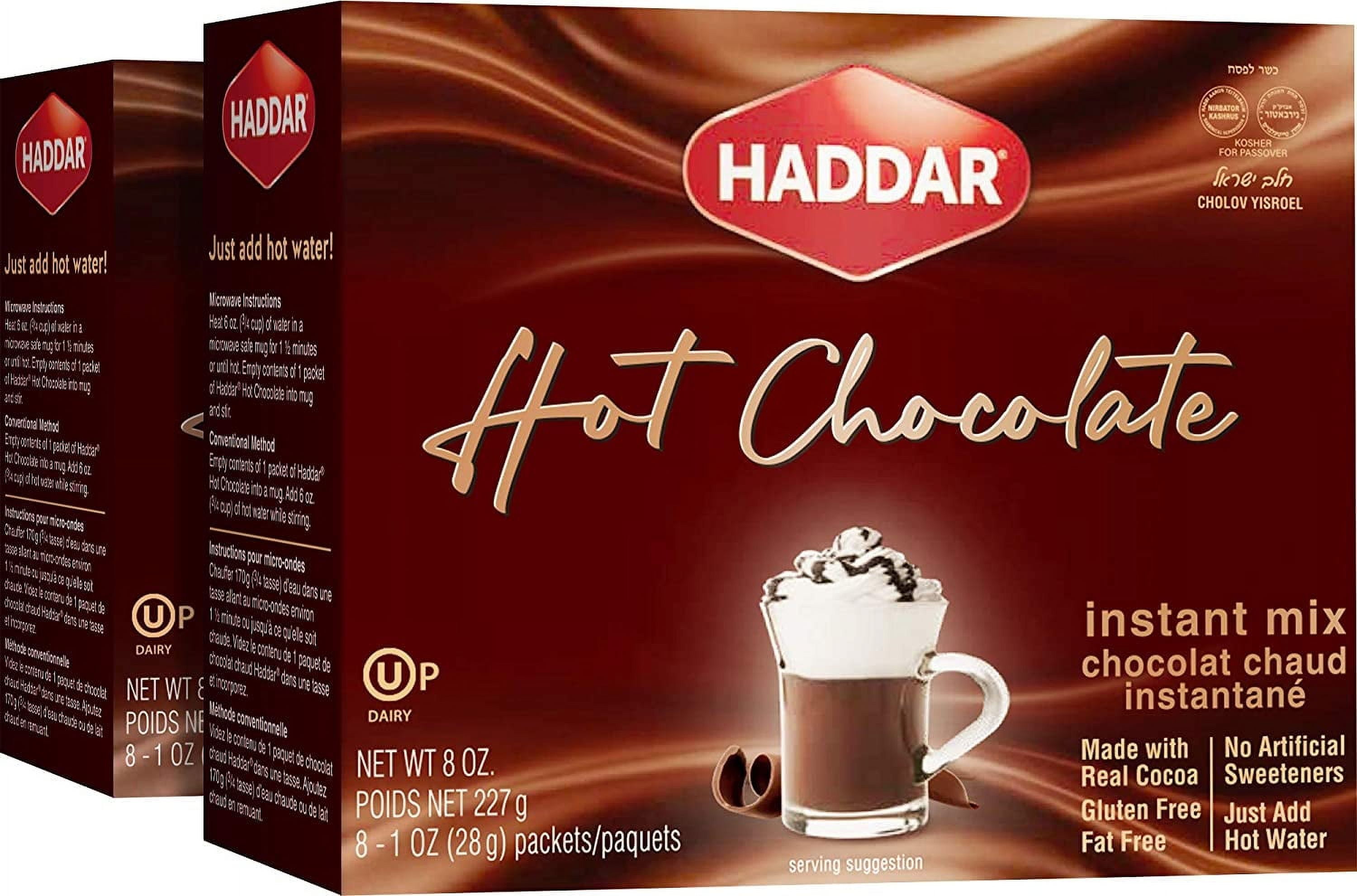 Haddar Instant Dairy Hot Chocolate (2 Pack = 16 Packets), Gluten Free ...