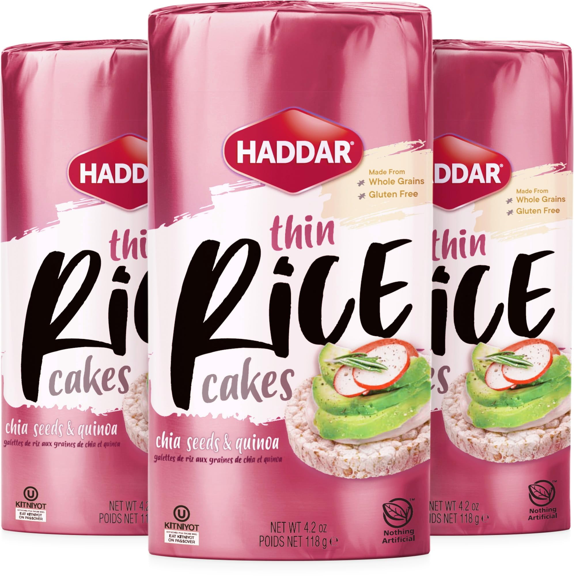 Haddar Multigrain Chia Seeds BCF26 & Quinoa Rice Cakes, 4.2oz (3 Pack ...