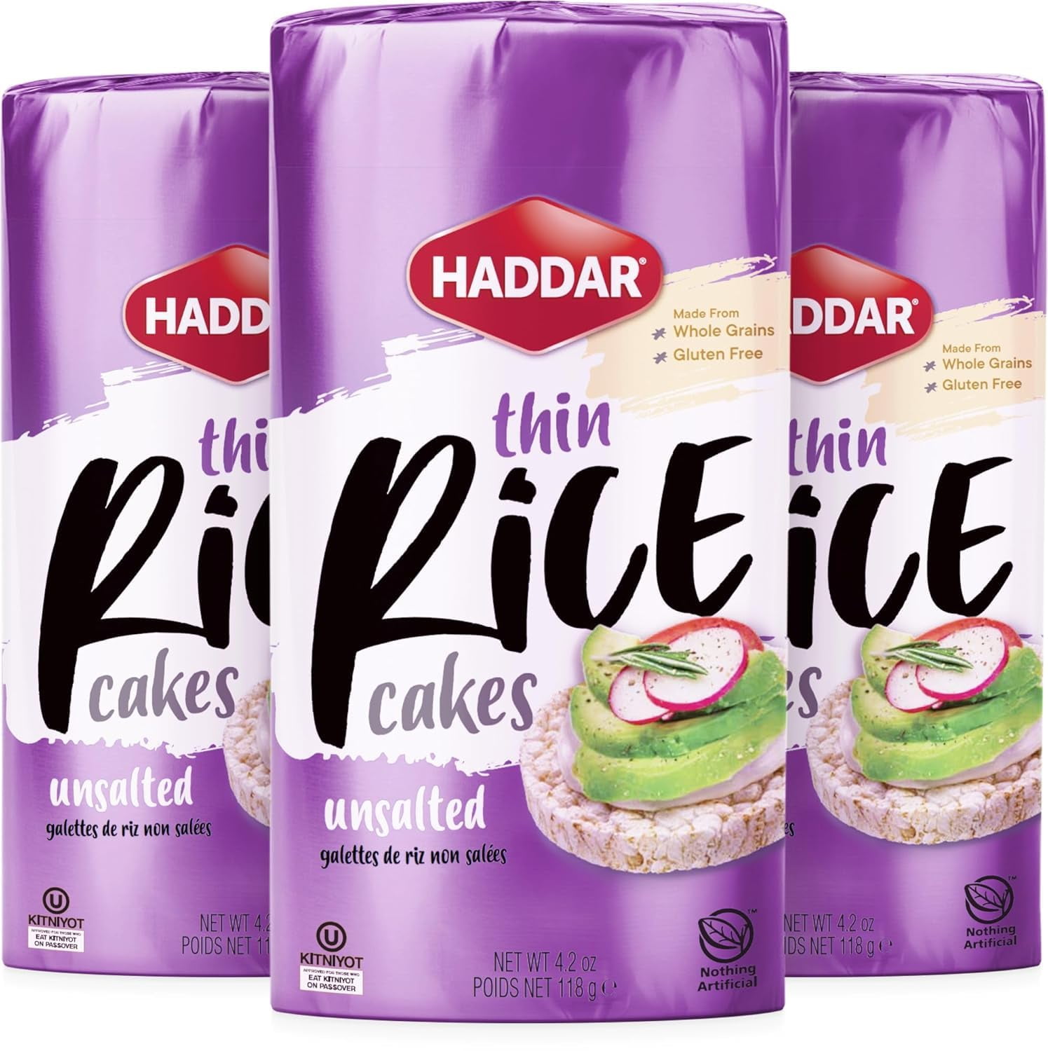 Haddar Wholegrain Rice Cakes MZF22 4.2oz (3 Pack) Made From Brown Rice ...