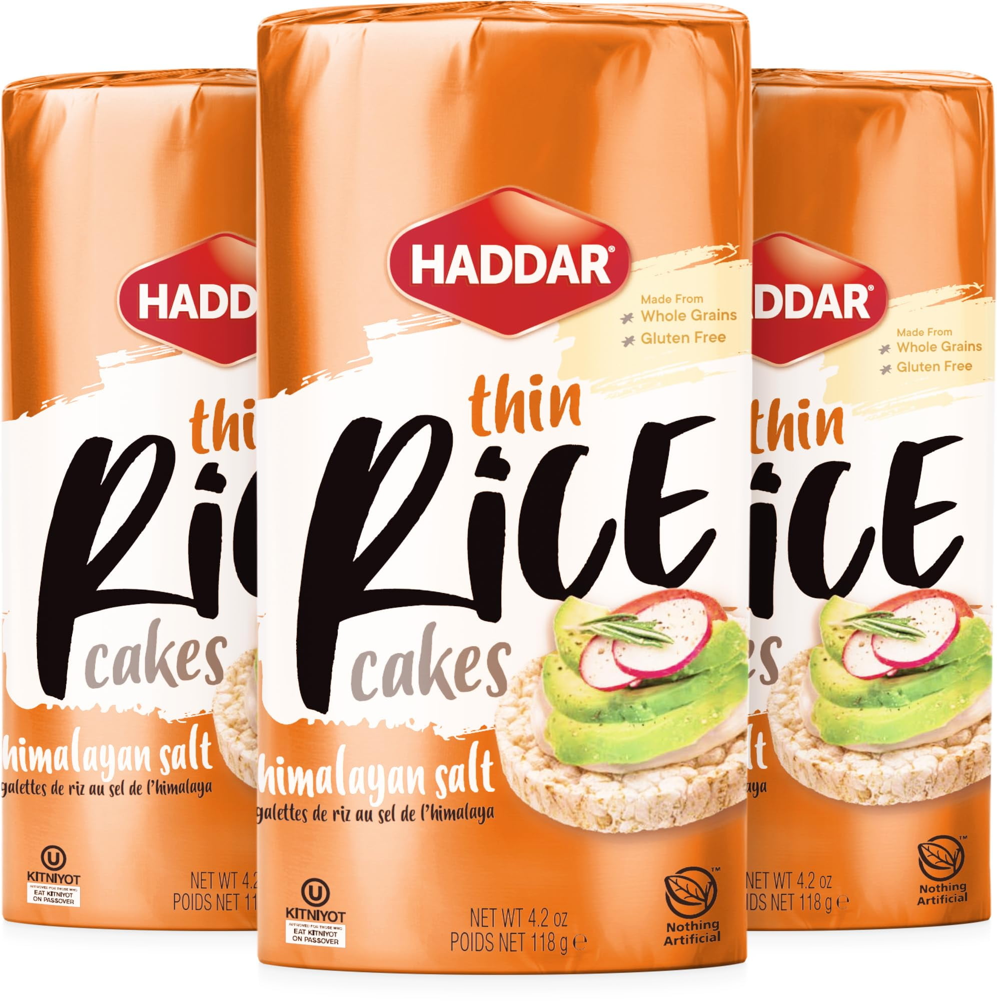 Haddar Wholegrain Thin Rice MFF30 Cakes with Himalayan Sea Salt, 4.2oz ...