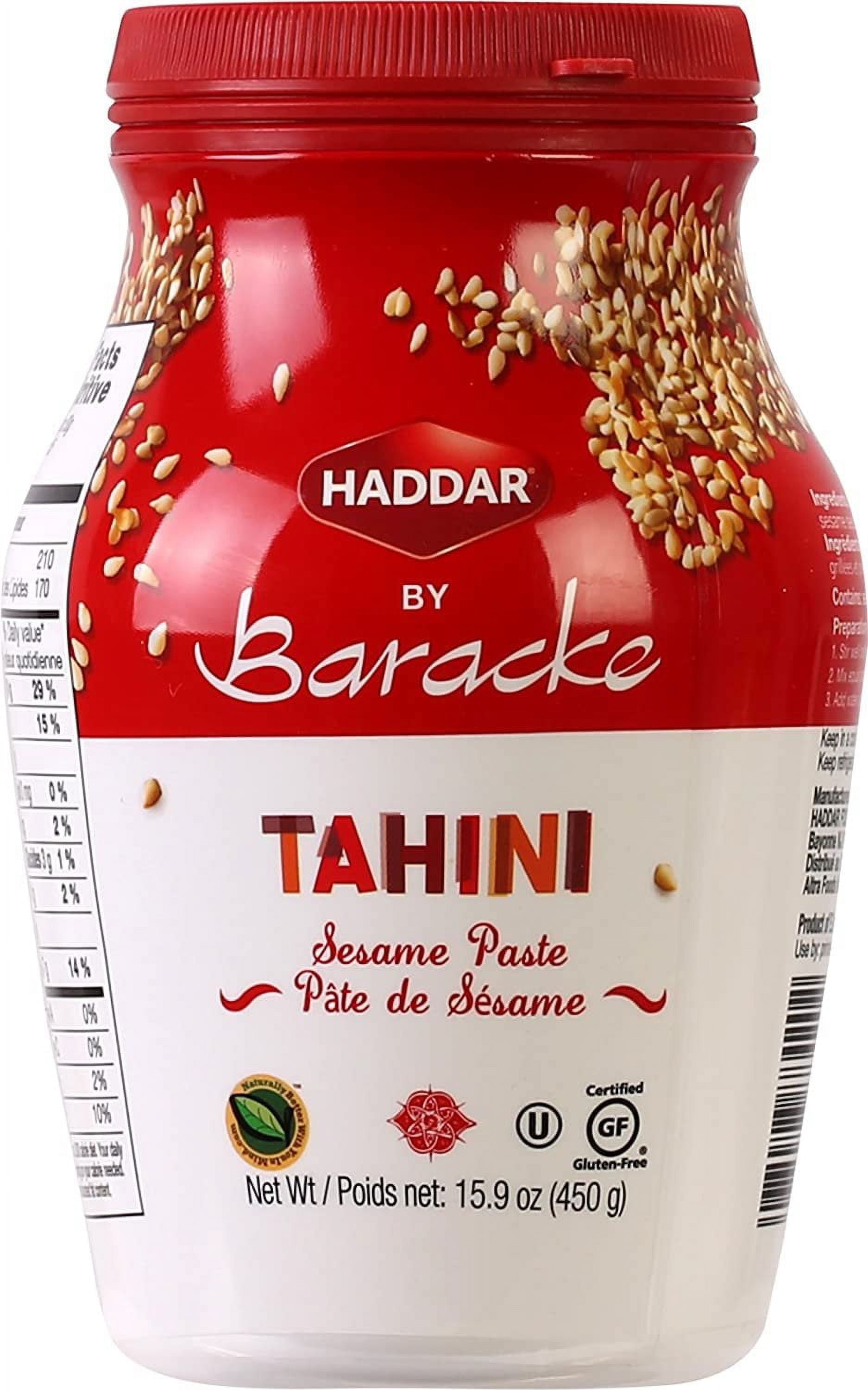 Baracke 100% Pure Ground Sesame Tahini Paste, 15.9oz Jar for Dipping ...