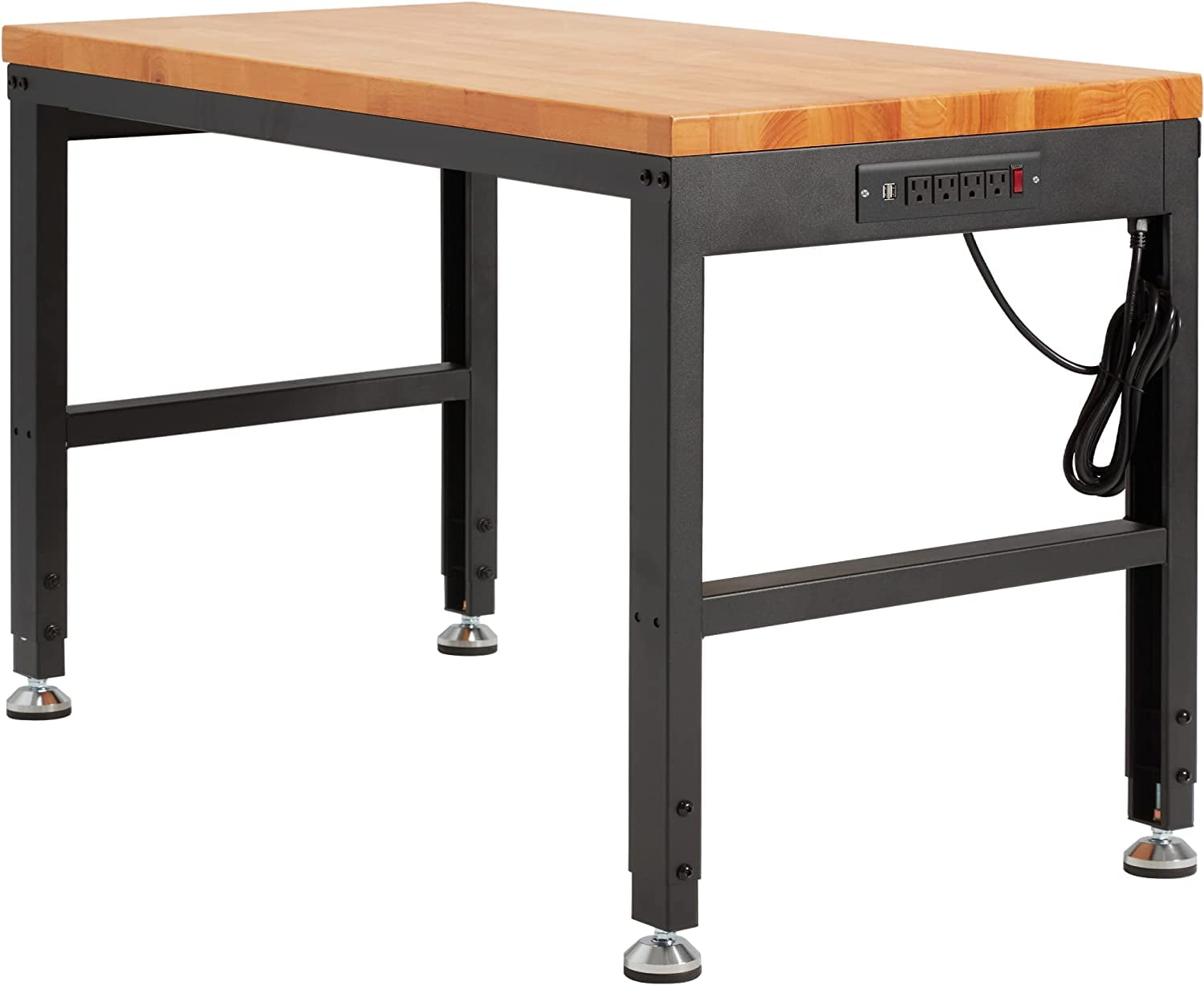 Haddockway Adjustable Workbench for Garage,48"x 24" Rubber Wood Top ...