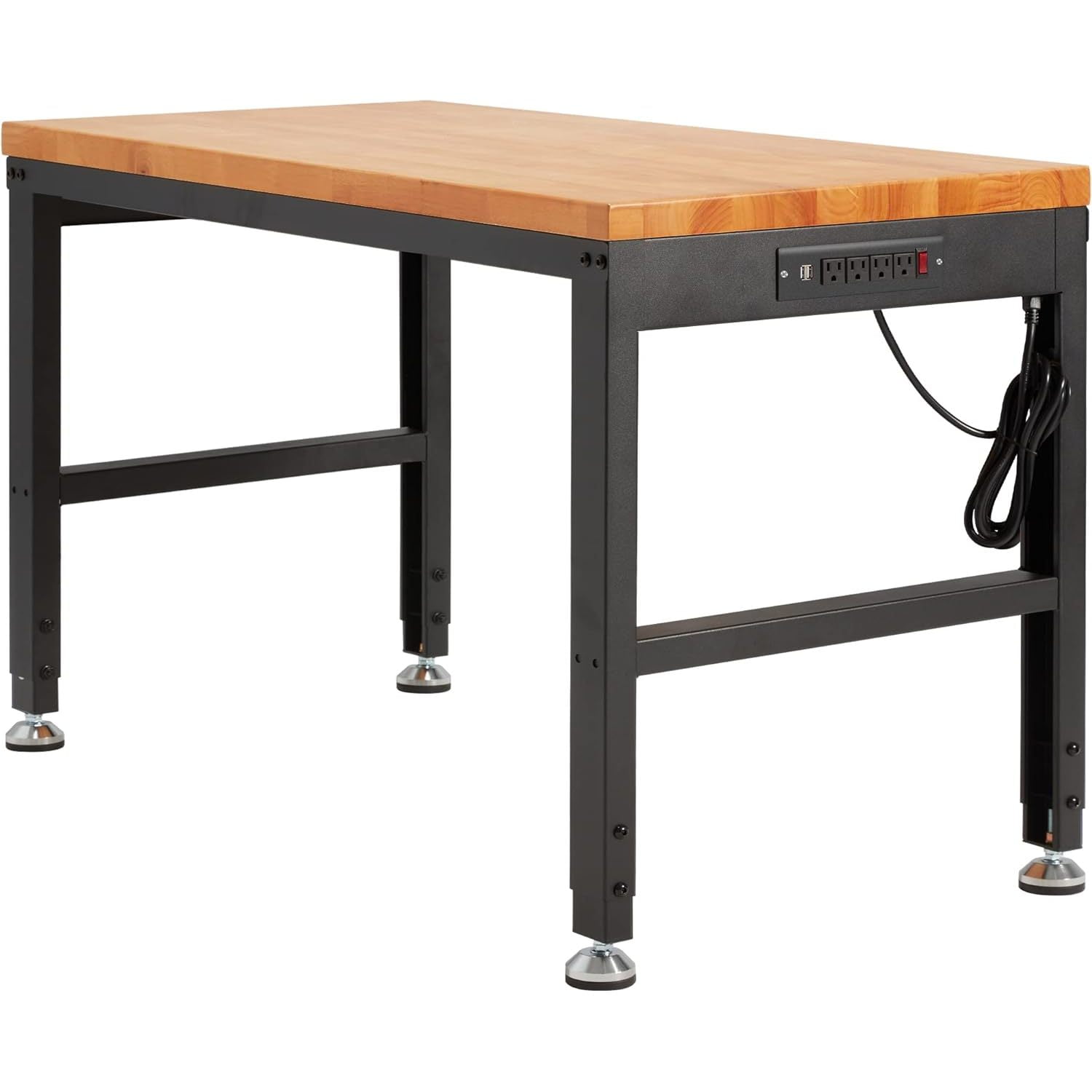 Haddockway Adjustable Workbench for Garage,48"x 24" Rubber Wood Top ...