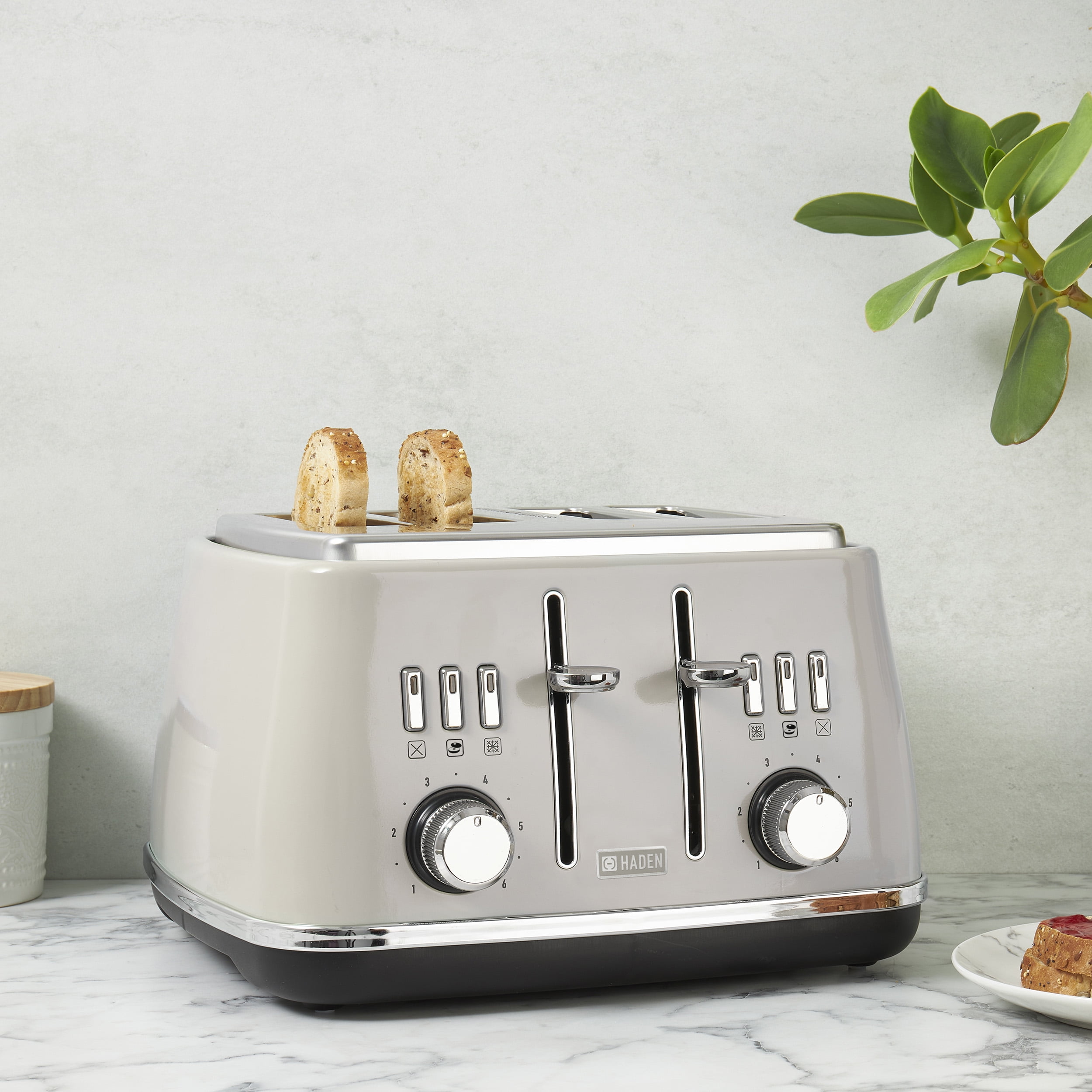 Haden Cotswold 4-Slice Wide Slot Toaster, Putty - 75102 with Adjustable ...