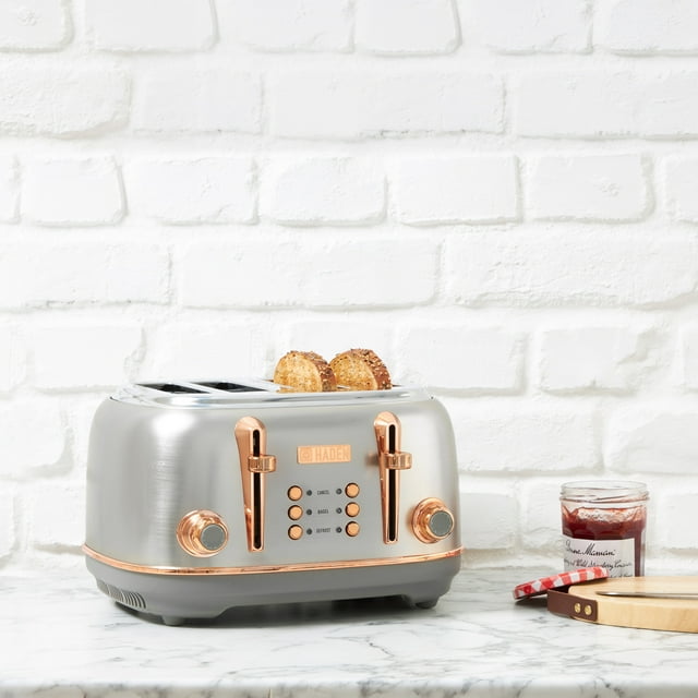 Haden Heritage 4-Slice Wide Slot Toaster, Retro-Chic Steel & Copper ...